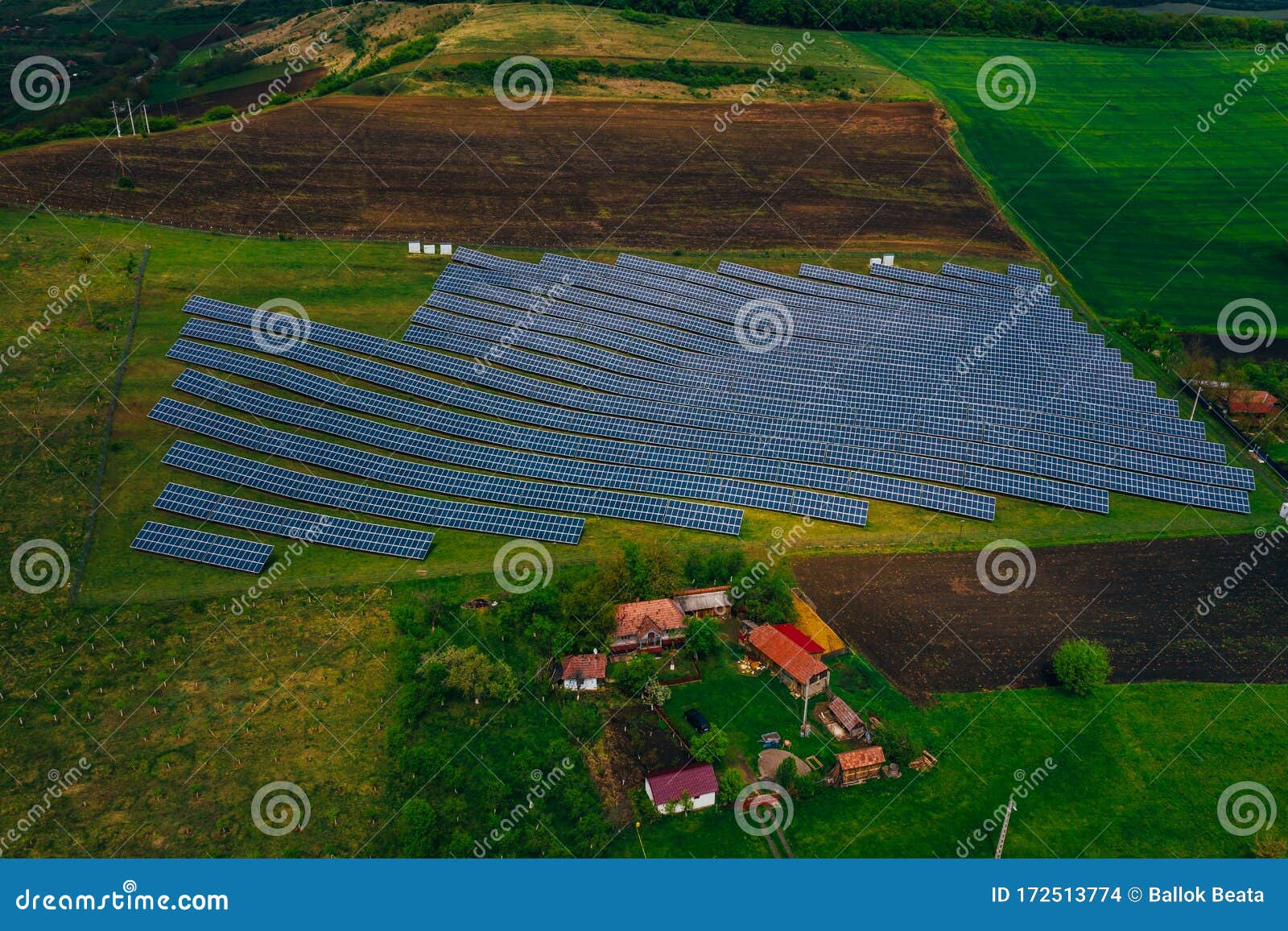Solar panels in fields stock photo. Image of modern - 172513774