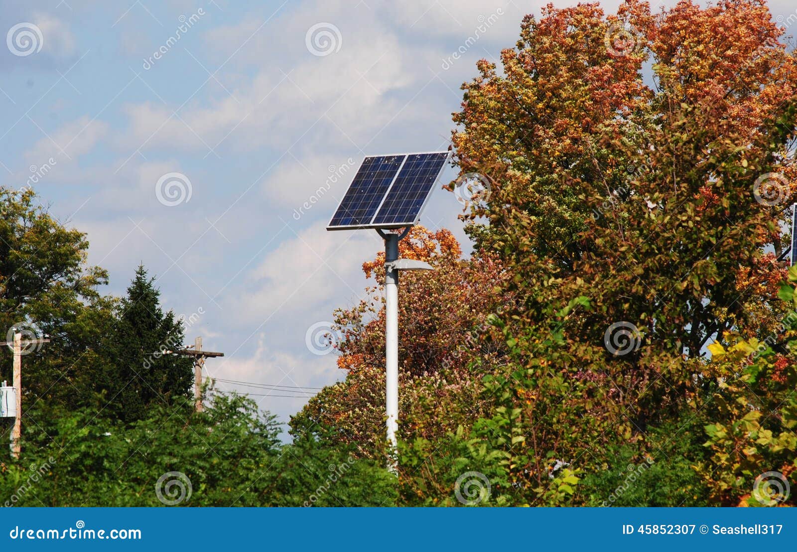 Solar panels stock image. Image of power, autumn, leaves - 45852307
