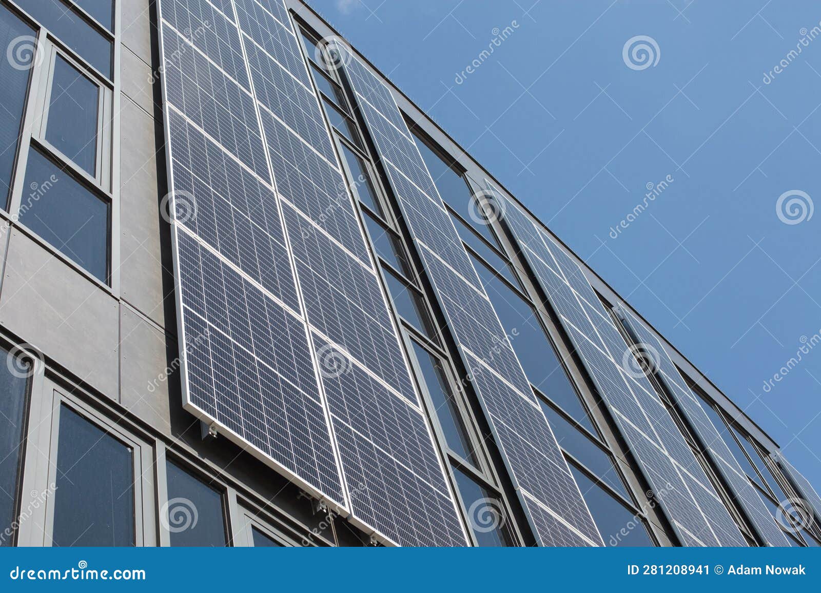 Solar Panels Adorning a Modern Building S Facade. Solar Panels Gracing ...