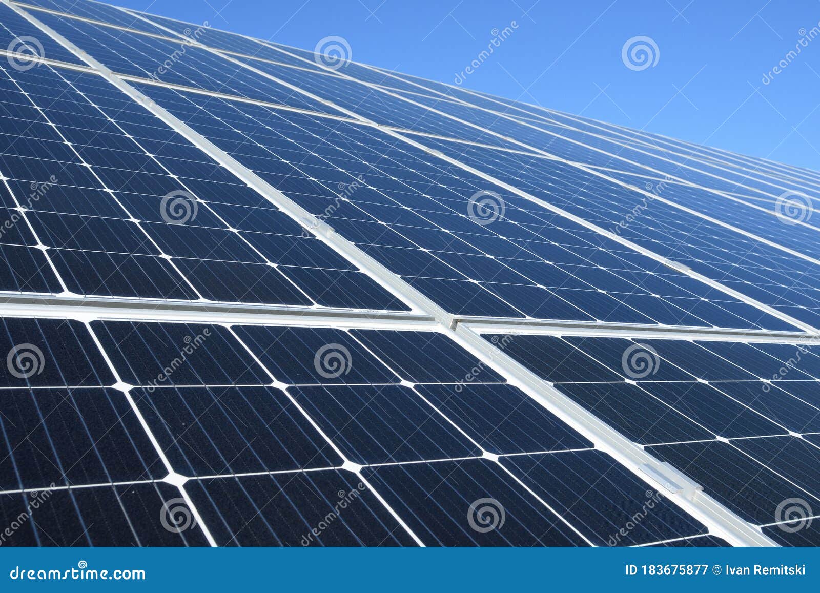 Solar Panels Against Blue Sky Background.Against the Deep Blue Sky in ...