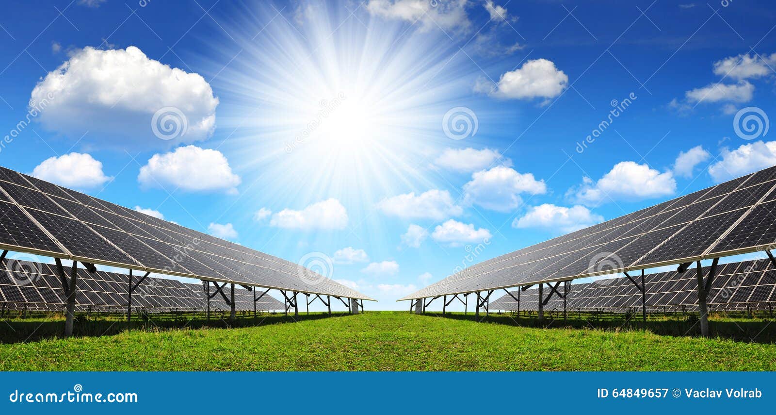Solar Panels Against Sunny Sky. Stock Image - Image of background ...