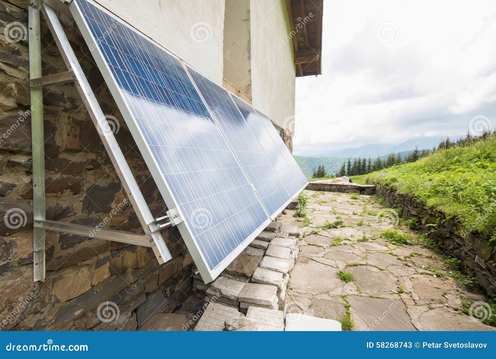 Solar panels on apline hut stock image. Image of electrical - 58268743
