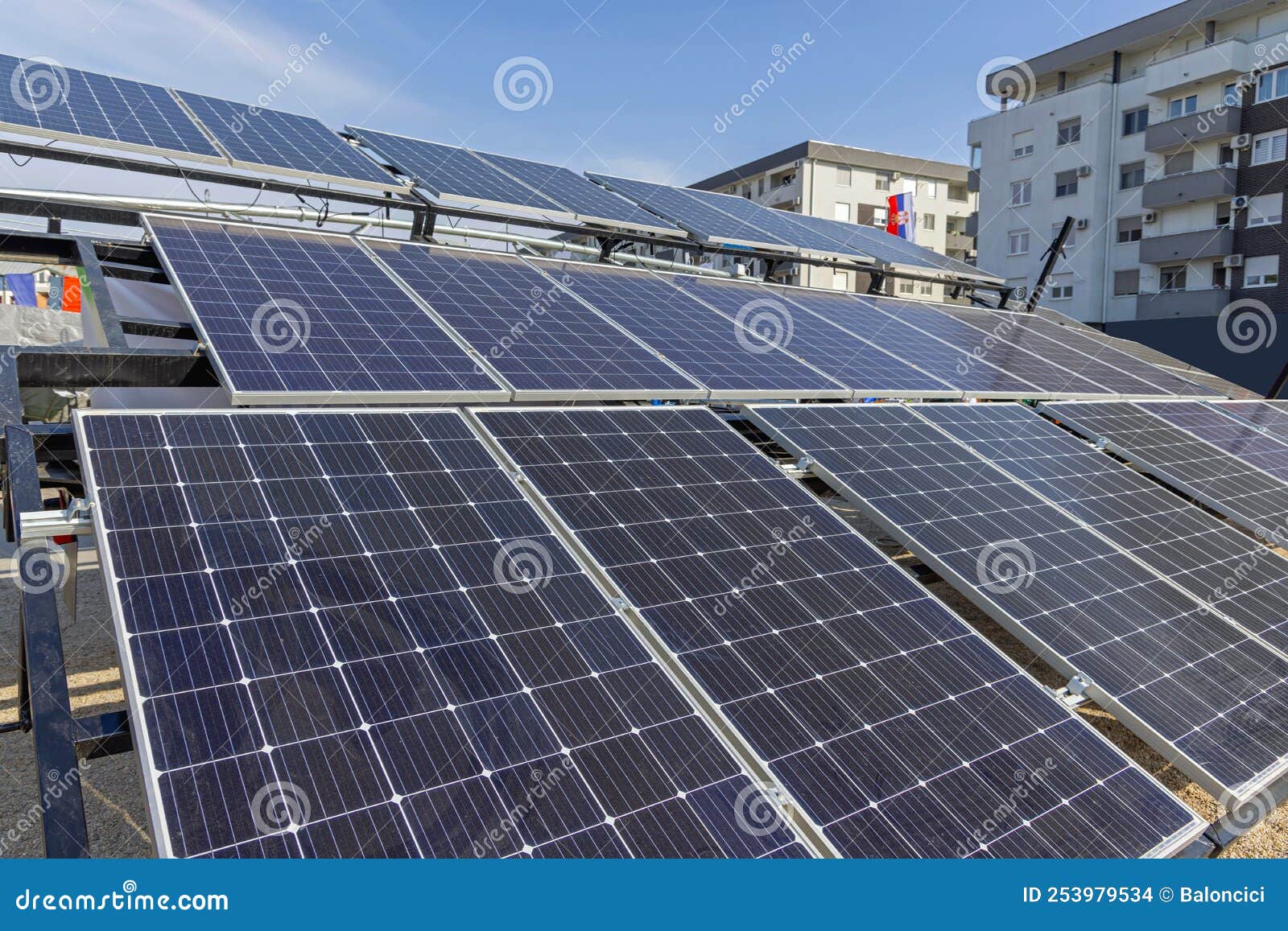 Solar Panels Array Angle stock photo. Image of cells - 253979534