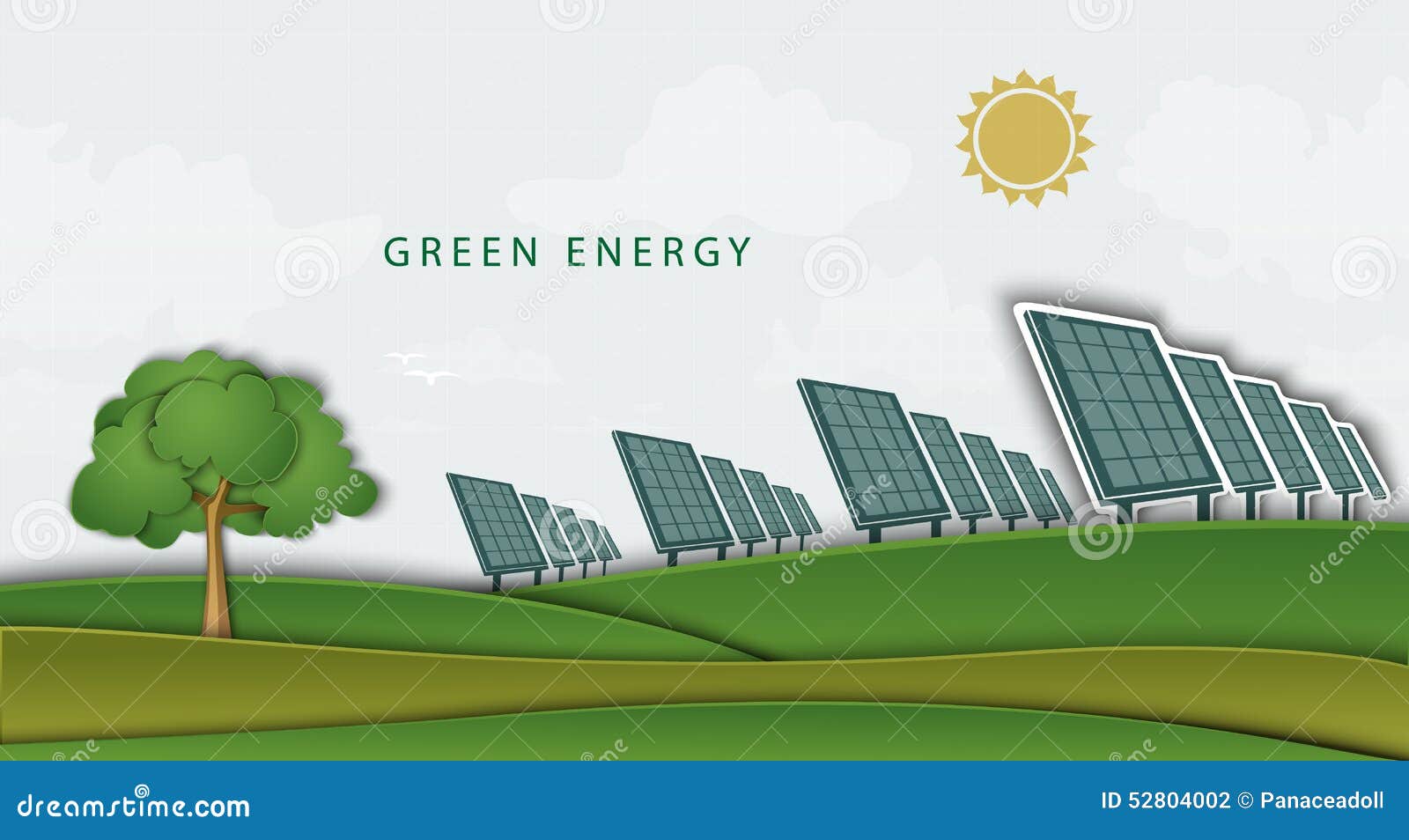 Solar Array Panels Cartoon Vector Scenes. Windmill Turbine Battery ...