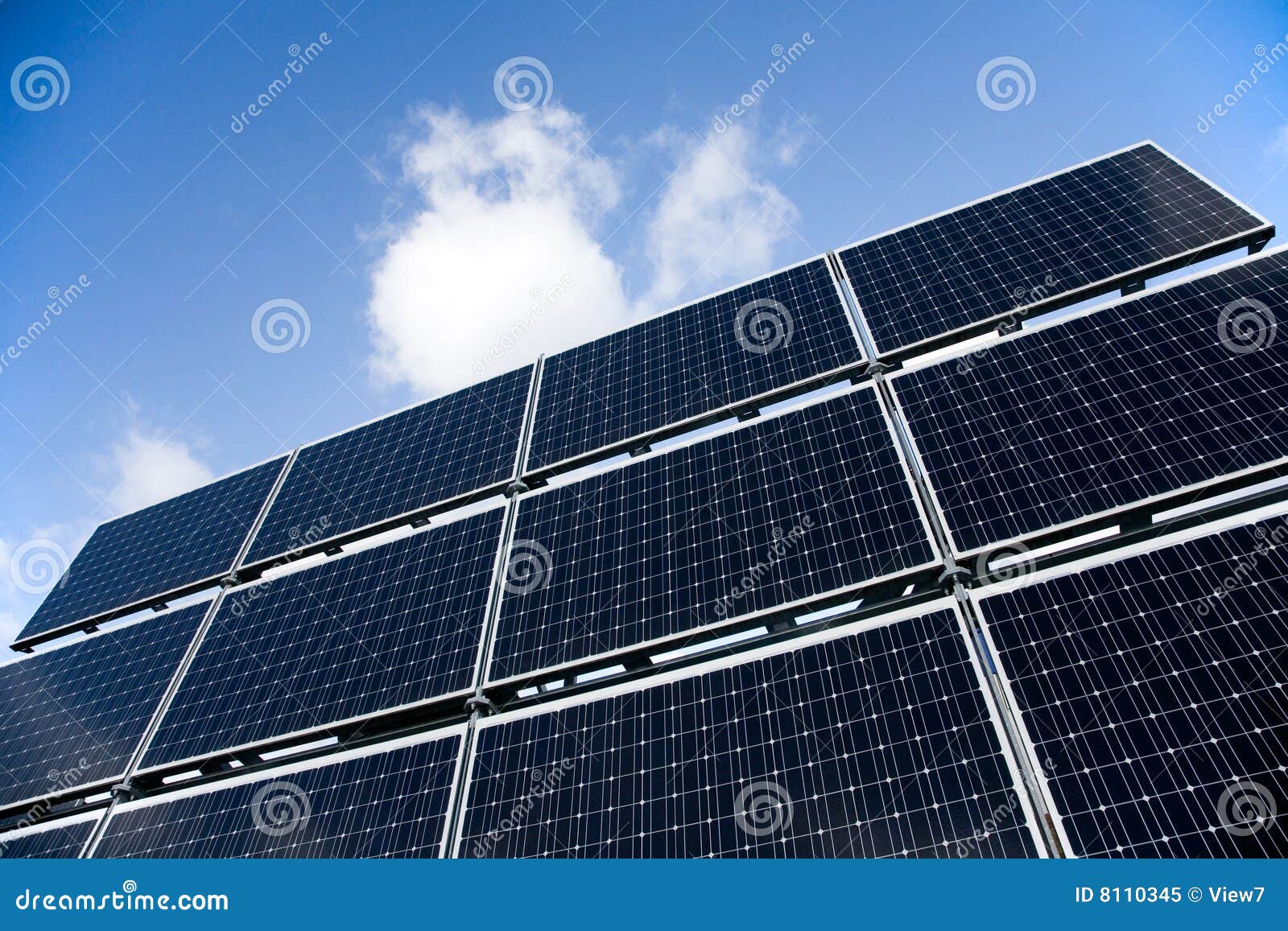 Solar panels with blue sky stock image. Image of environment - 8110345