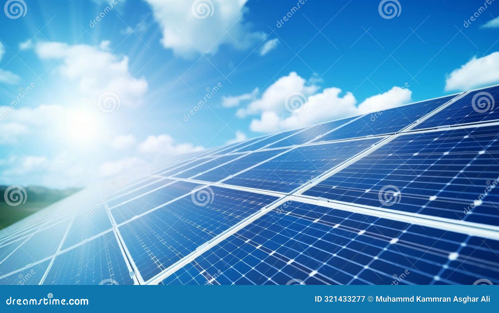 Solar Panels on Blue Sky and Sun Stock Illustration - Illustration of ...