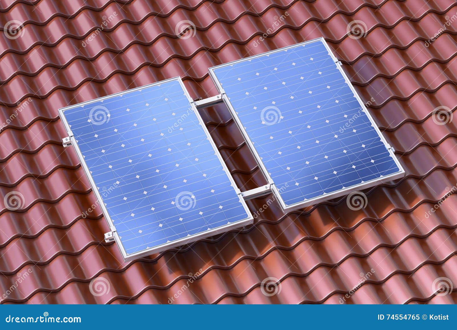 Solar Panels on the Brown Roof Conceptual Illustration Stock ...