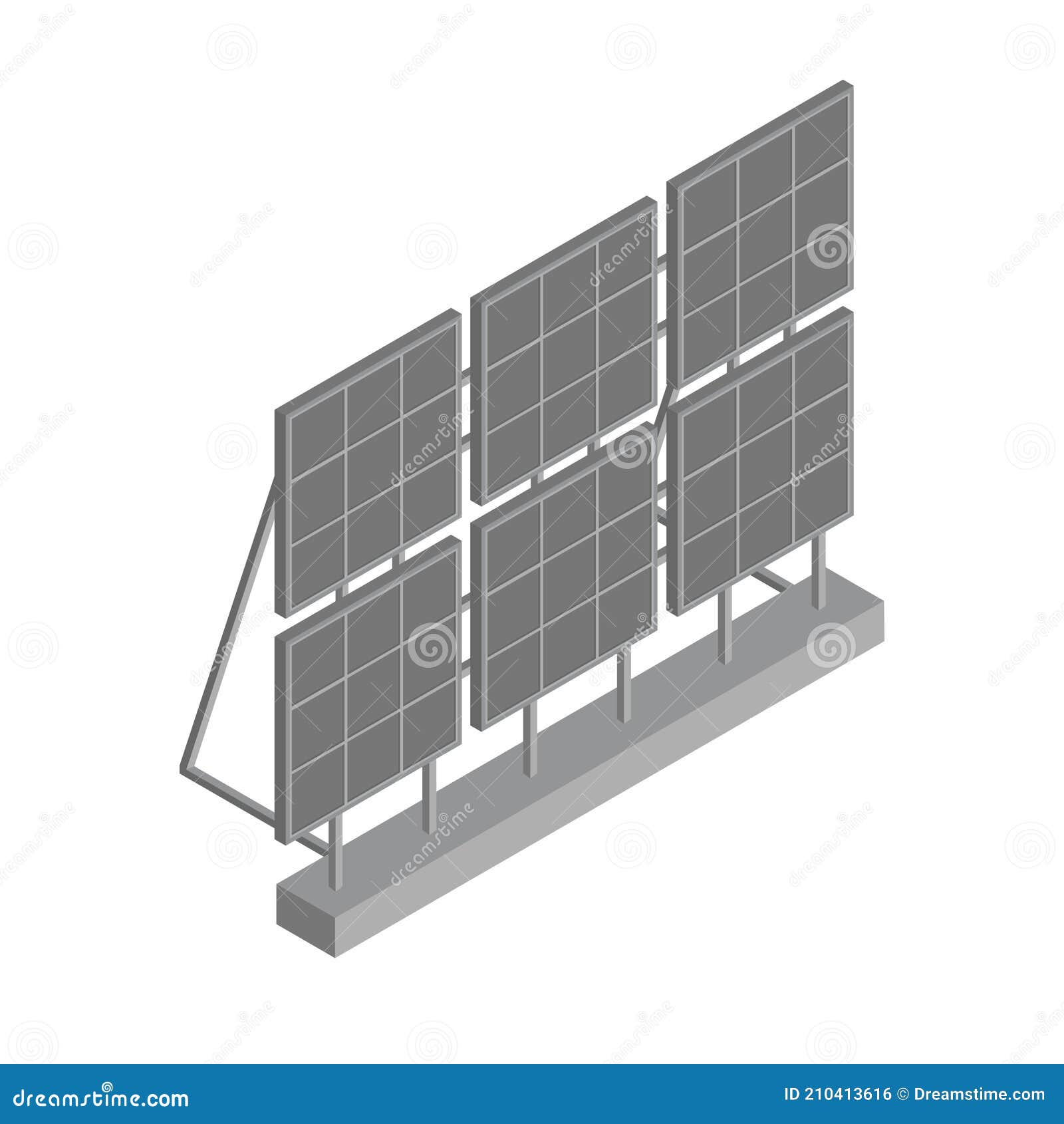 Solar Panels Charged from the Sun Isometric Vector in Grey Colors Stock ...