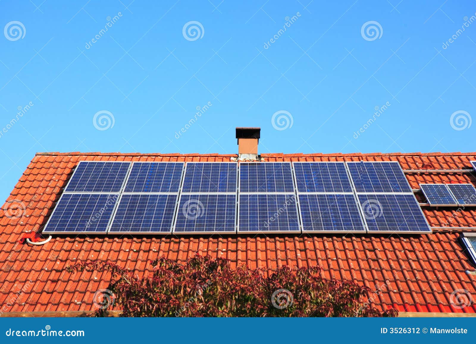 Solar panels with chimney stock photo. Image of panel - 3526312