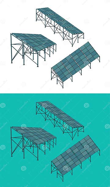 Solar Panels Color Drawings Stock Vector - Illustration of blueprints ...