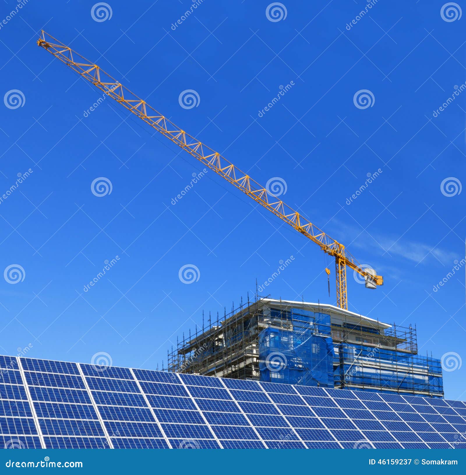 Solar Panels and Construction Stock Image - Image of construction ...