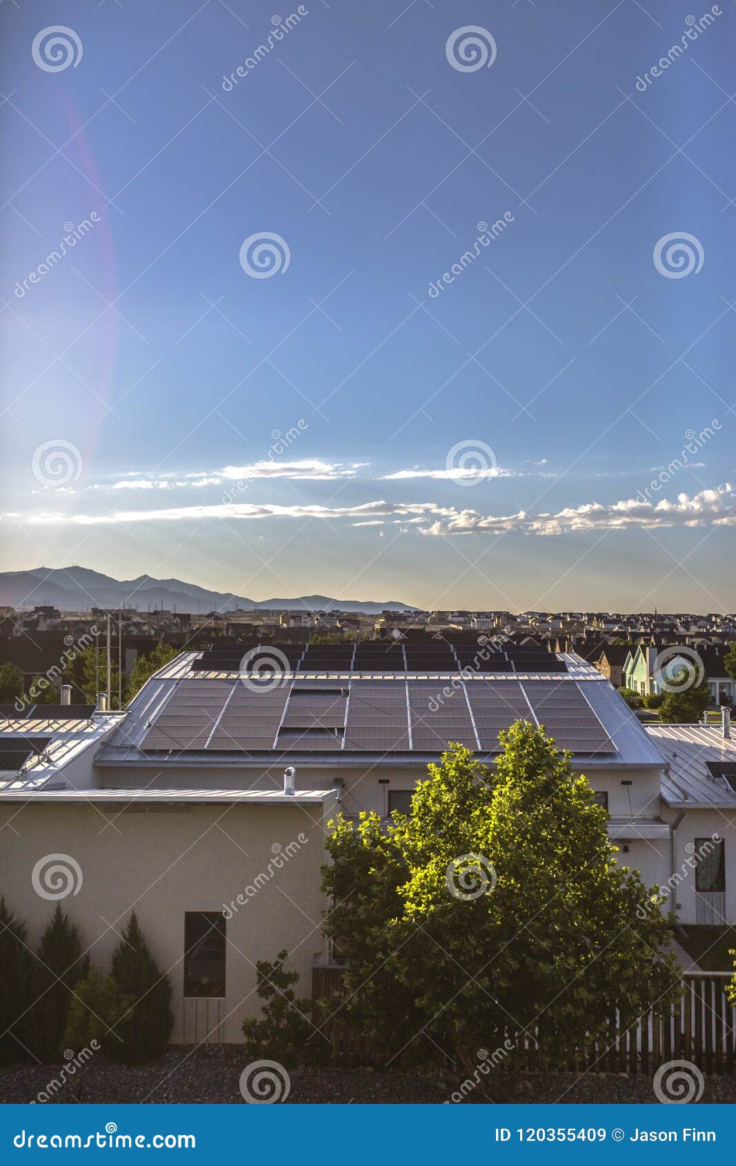 Solar Panels with Copy Space on a Rooftop Stock Image - Image of ...