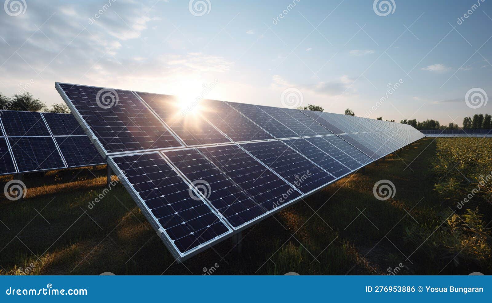 Solar Panels, Digital Art Illustration, Generative AI Stock ...