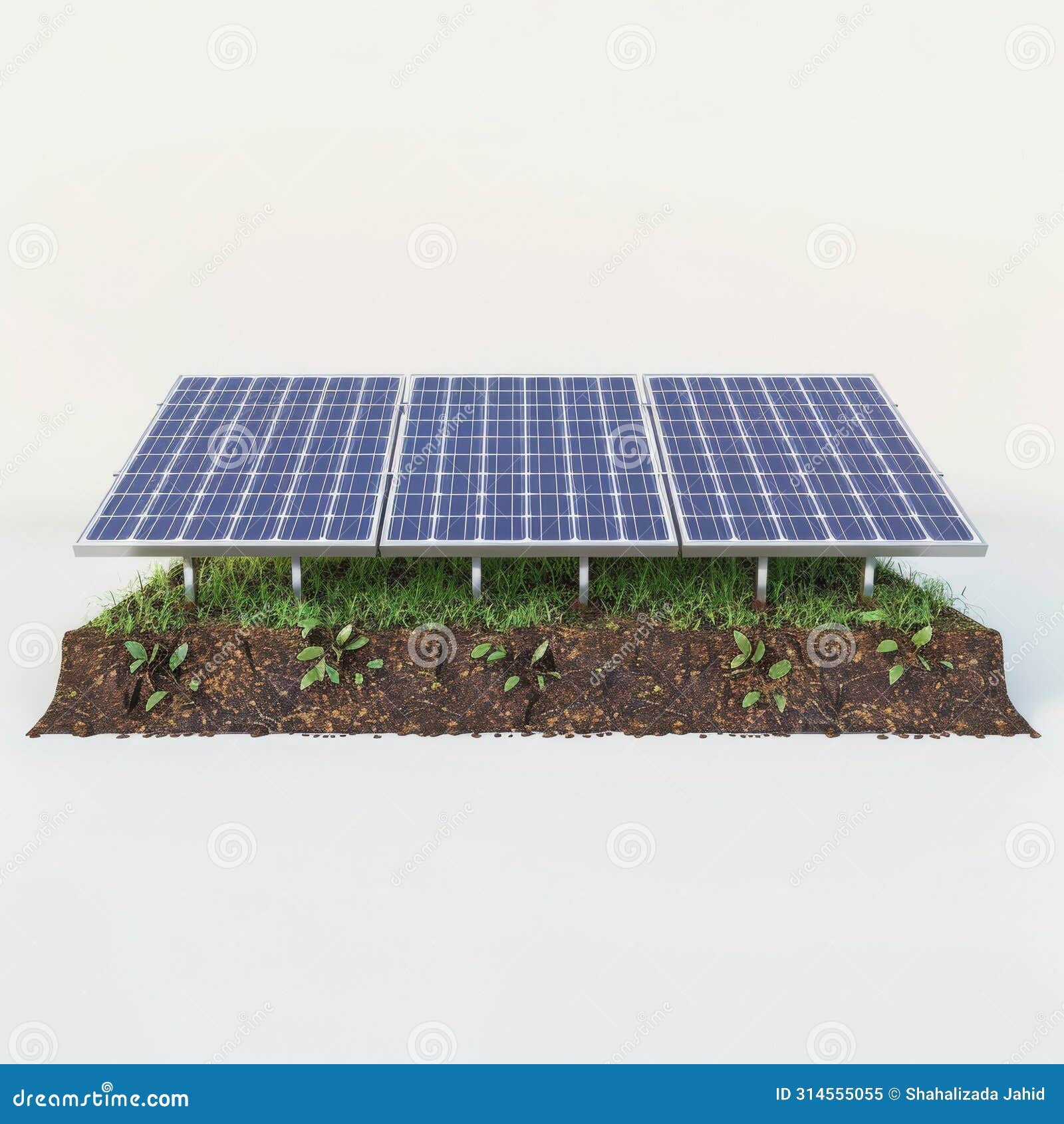 Solar Panels on Dirt Slope Harnessing Solar Power Technology Stock ...