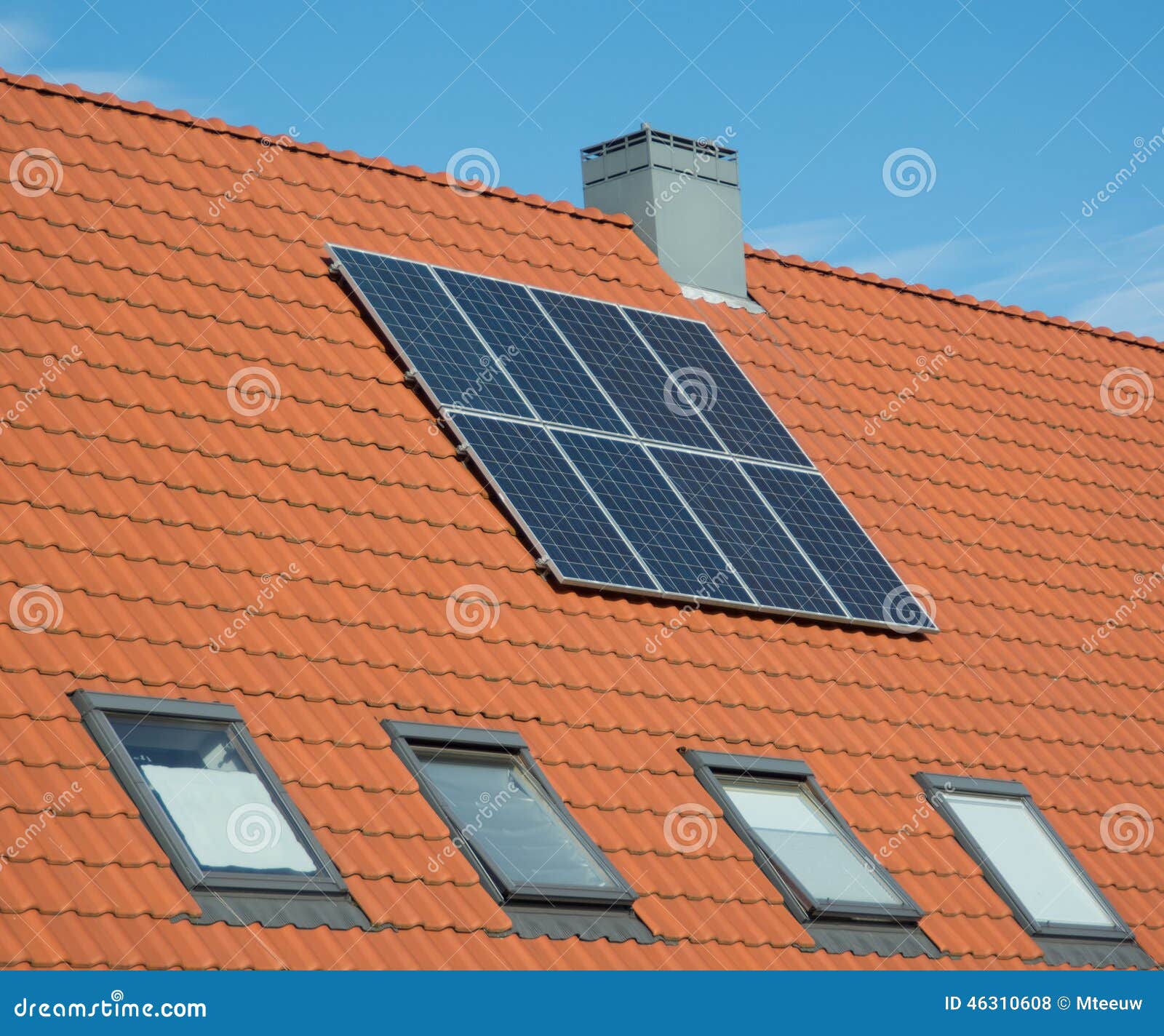 Solar Panels on a Orange Roof Stock Photo - Image of alternative ...