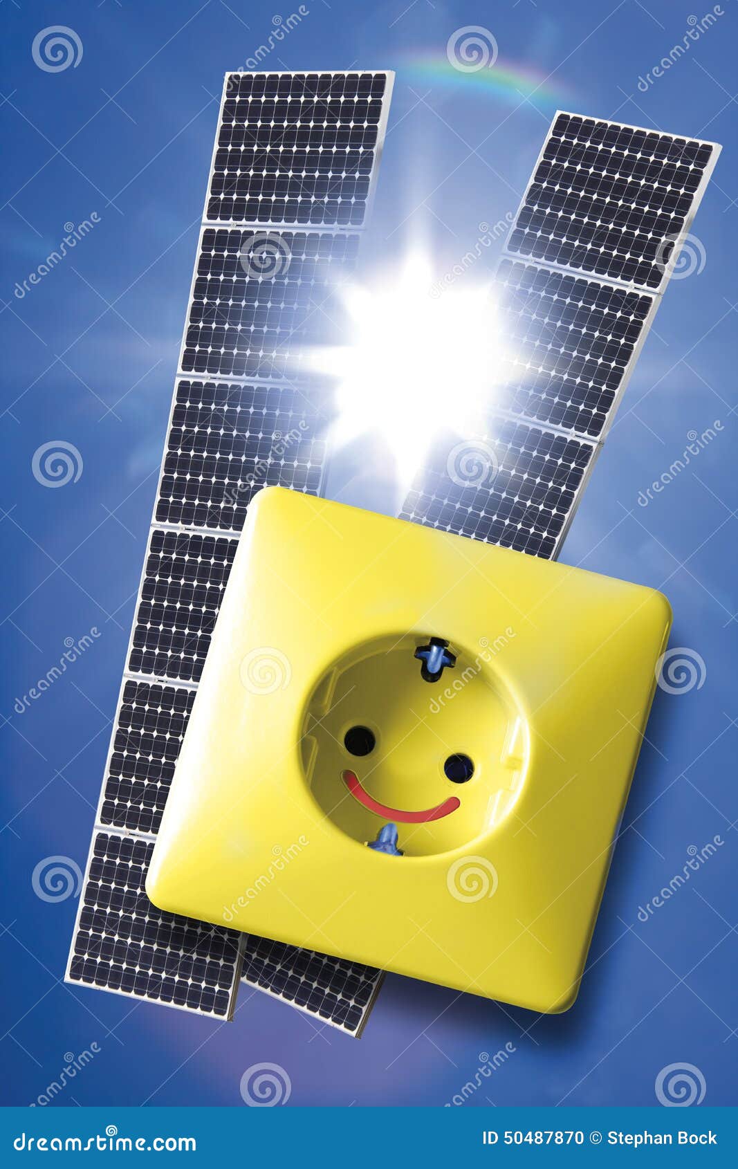 Solar Panels, Electric Socket and Power Poles Stock Photo - Image of ...