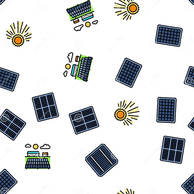Solar Panels Energy Sun Seamless Pattern Vector Stock Illustration ...