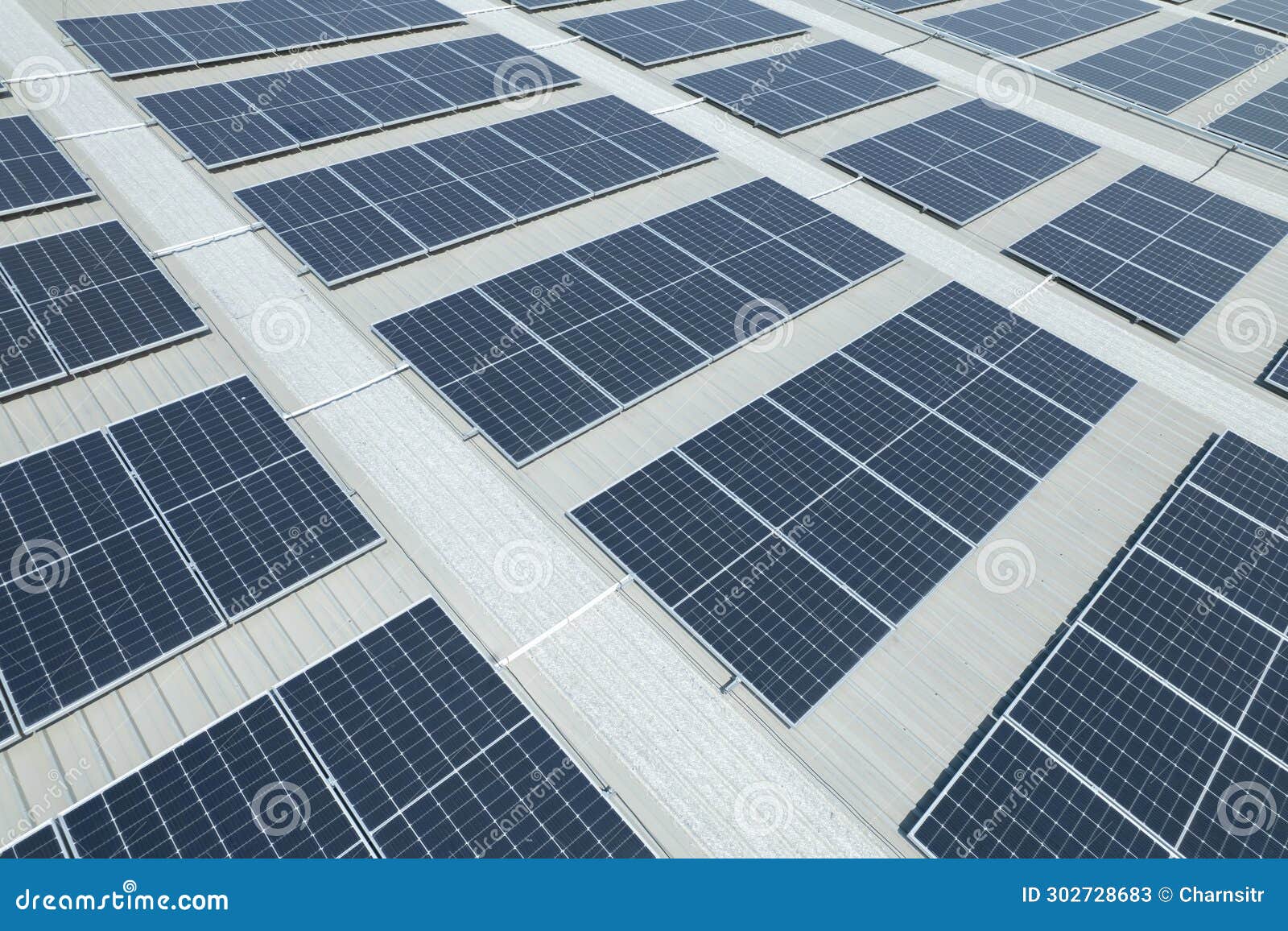 Solar Panels of Factory Rooftop Stock Image - Image of emissions ...