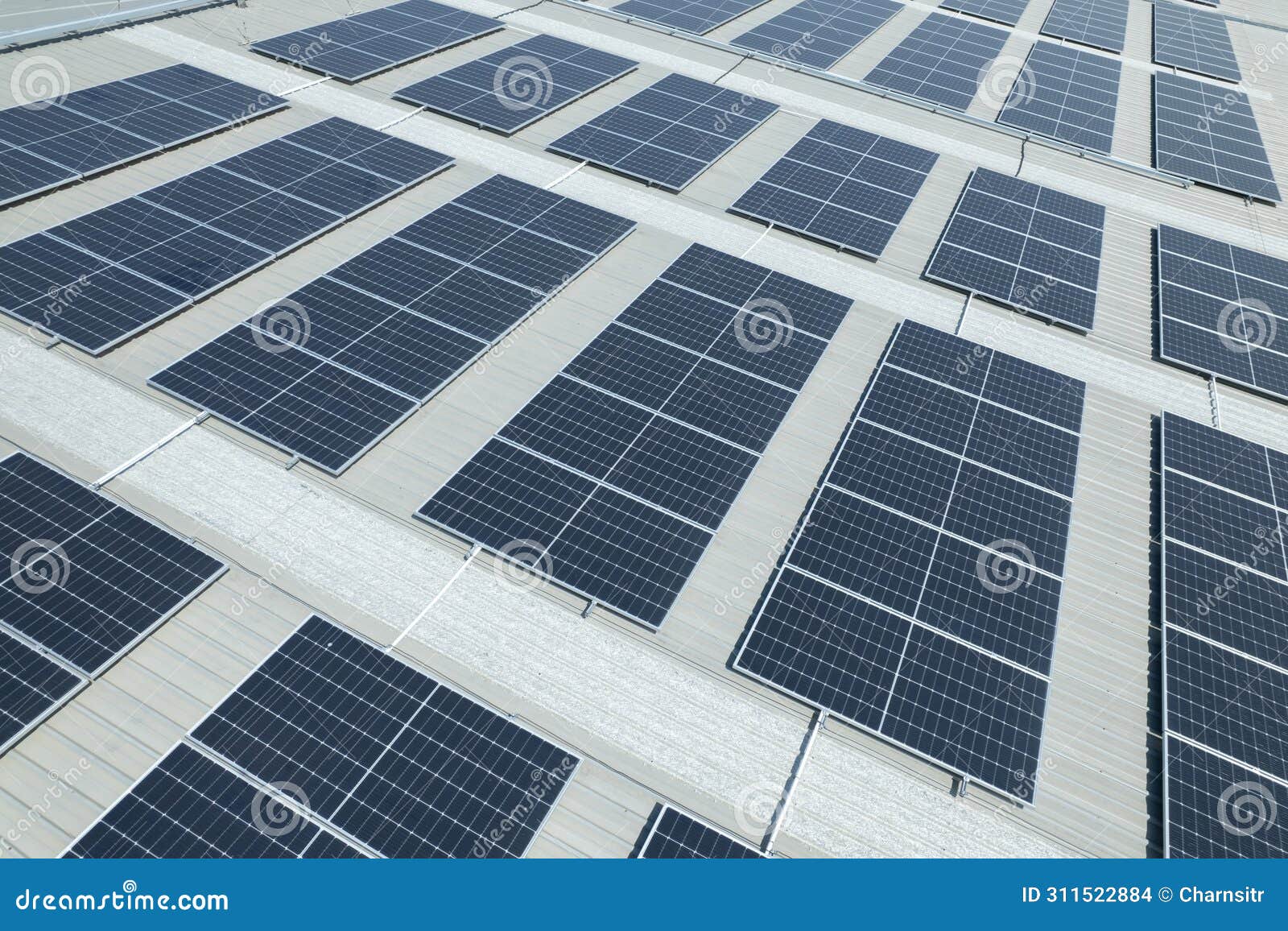 Solar Panels from a Factory Rooftop Stock Photo - Image of electric ...