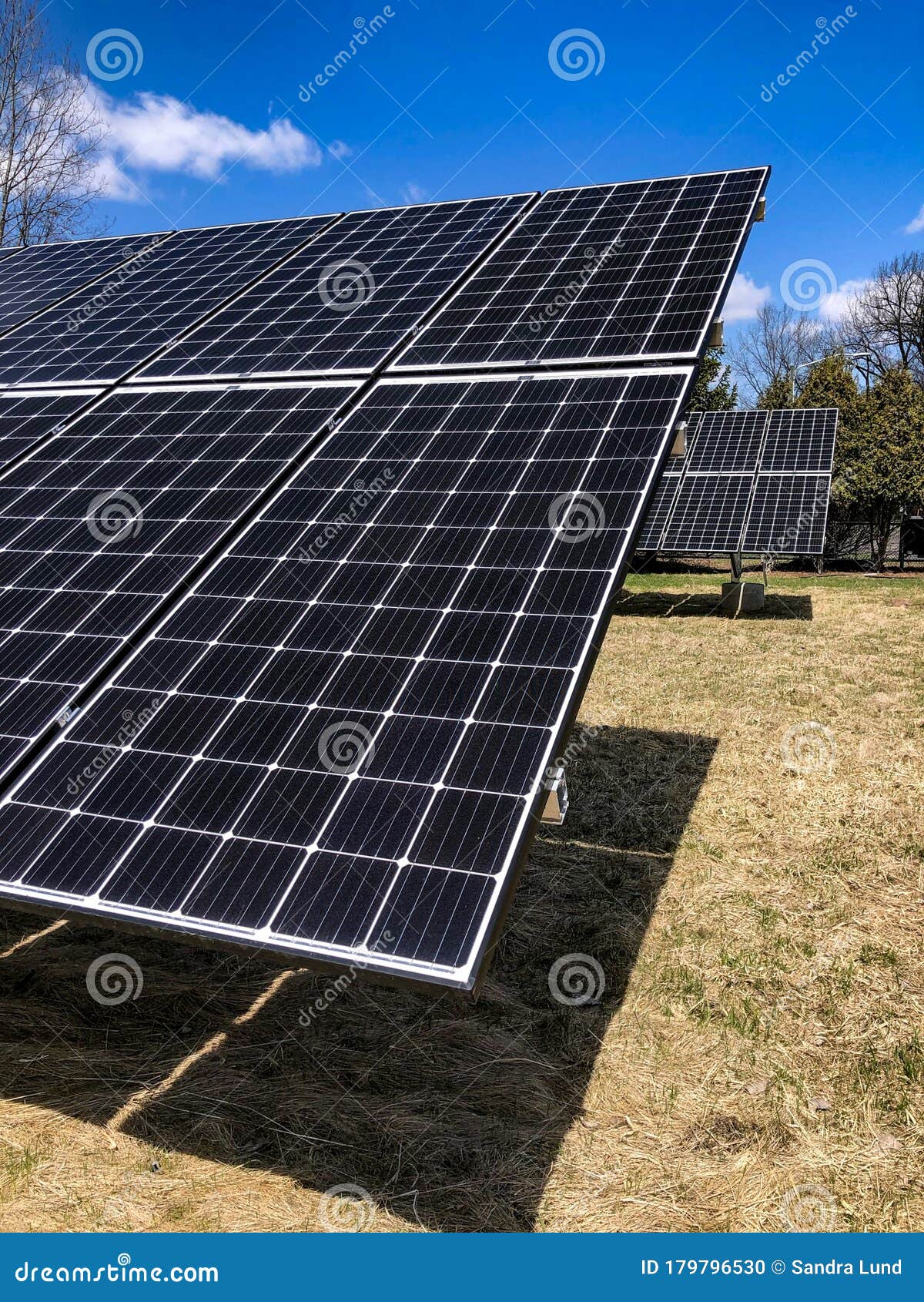 Solar panels in a field stock photo. Image of situated - 179796530
