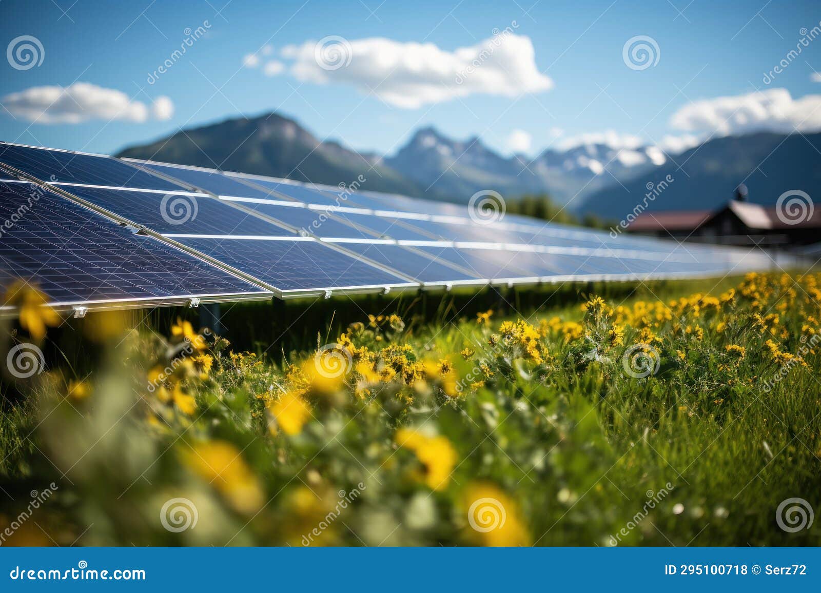 Solar panels in the field stock photo. Image of sunlight - 295100718