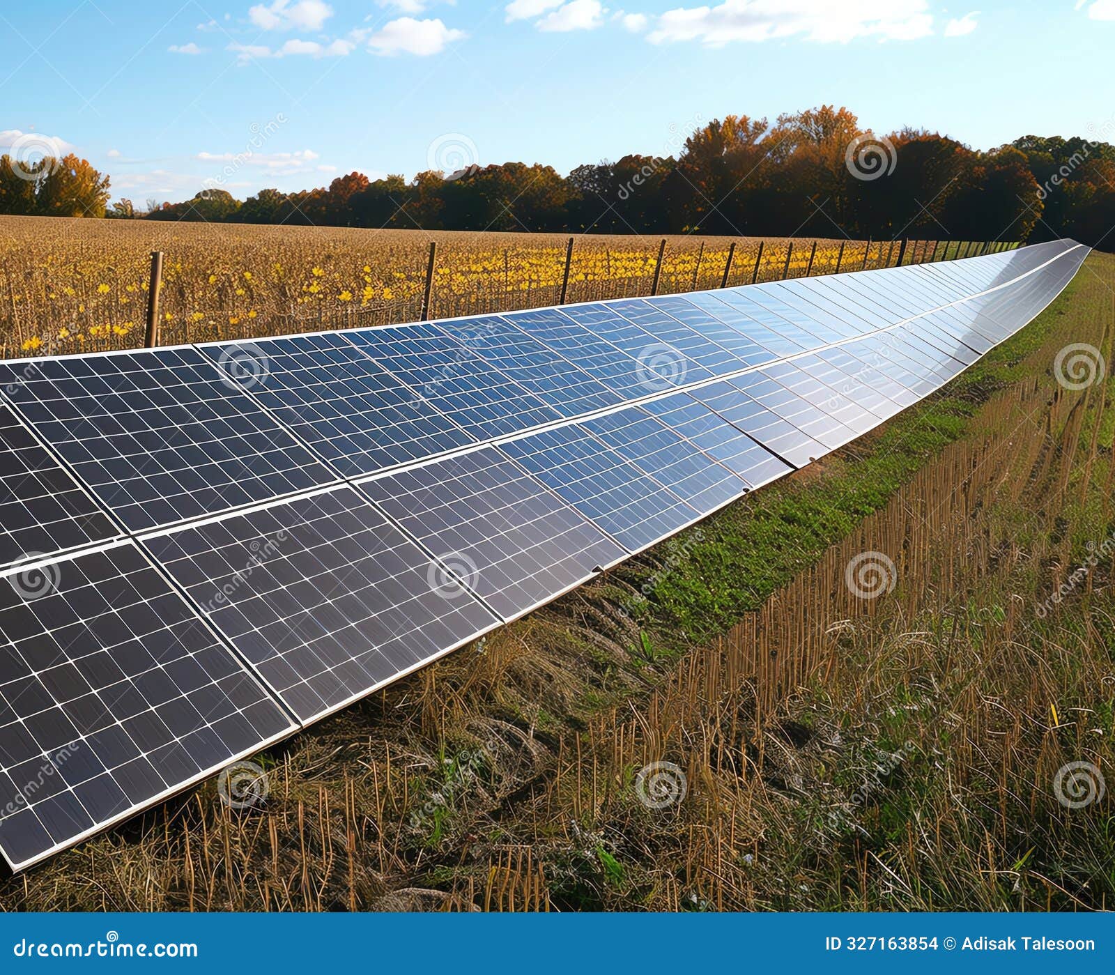 Solar Panels in a Field, Generating Clean Energy Stock Illustration ...