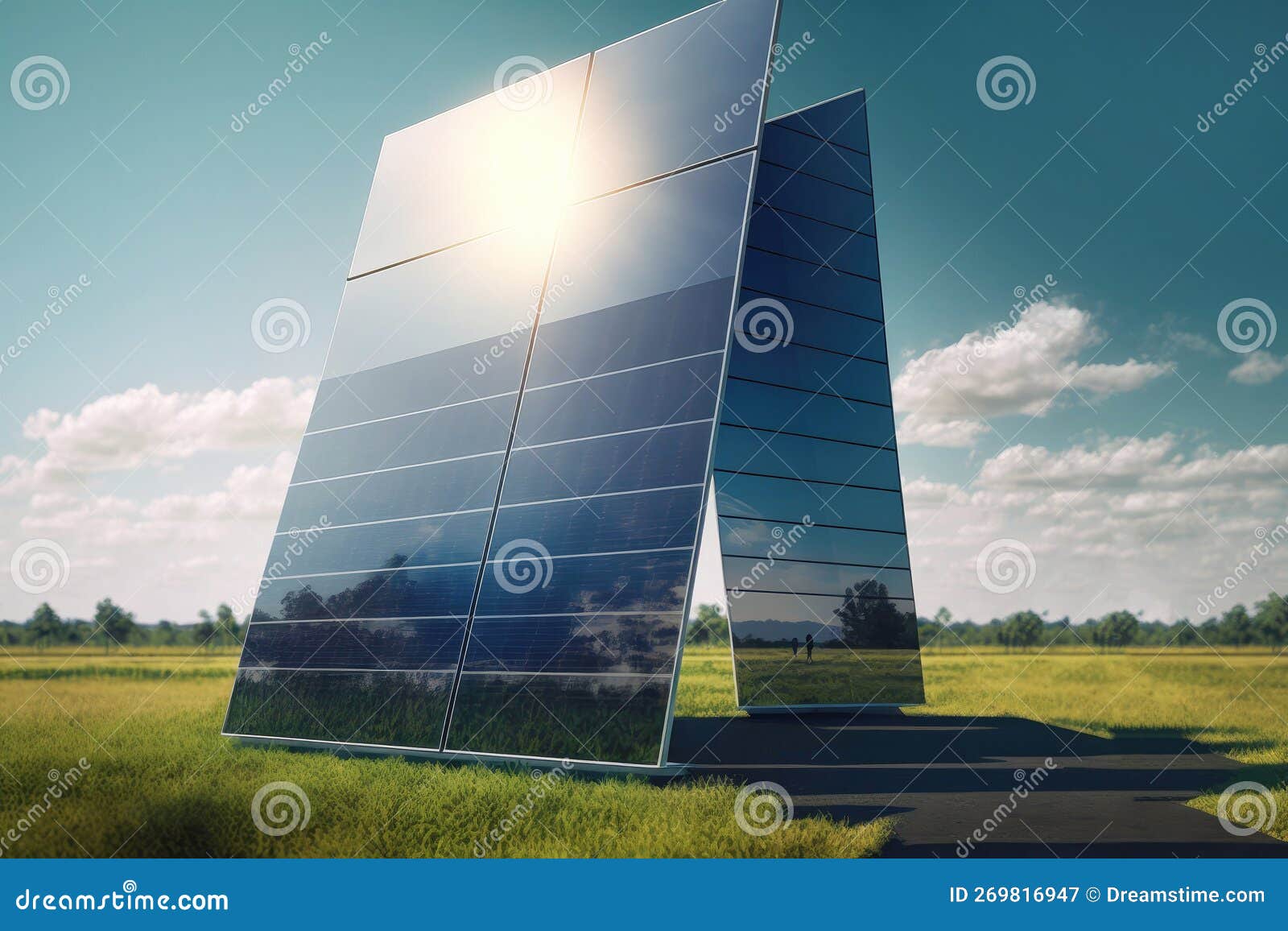 Solar Panels in the Field. Green Enegry. Alternative Source of Electric ...