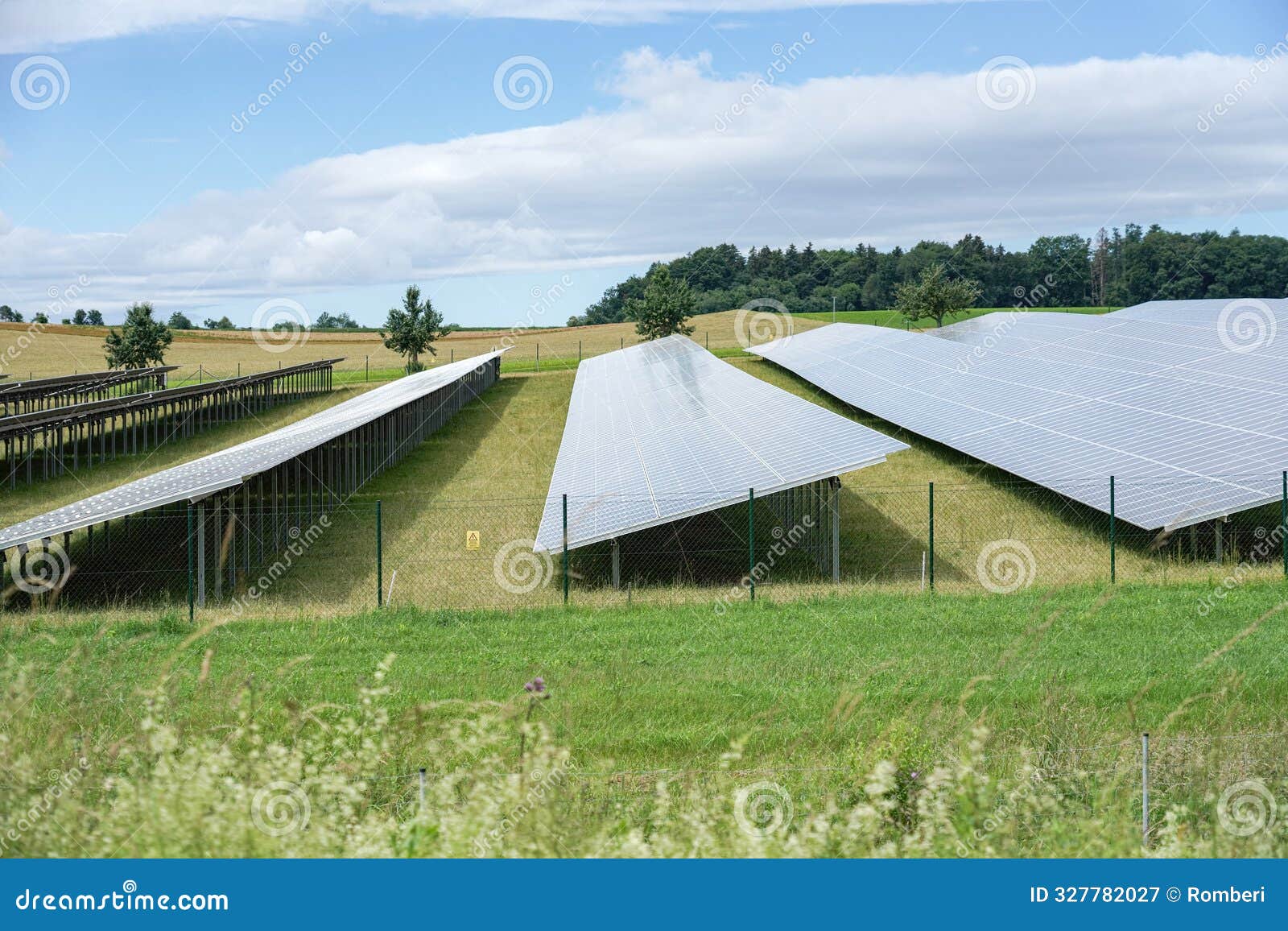 Solar Panels in a Field for Industrial Use of Electricity Stock Image ...