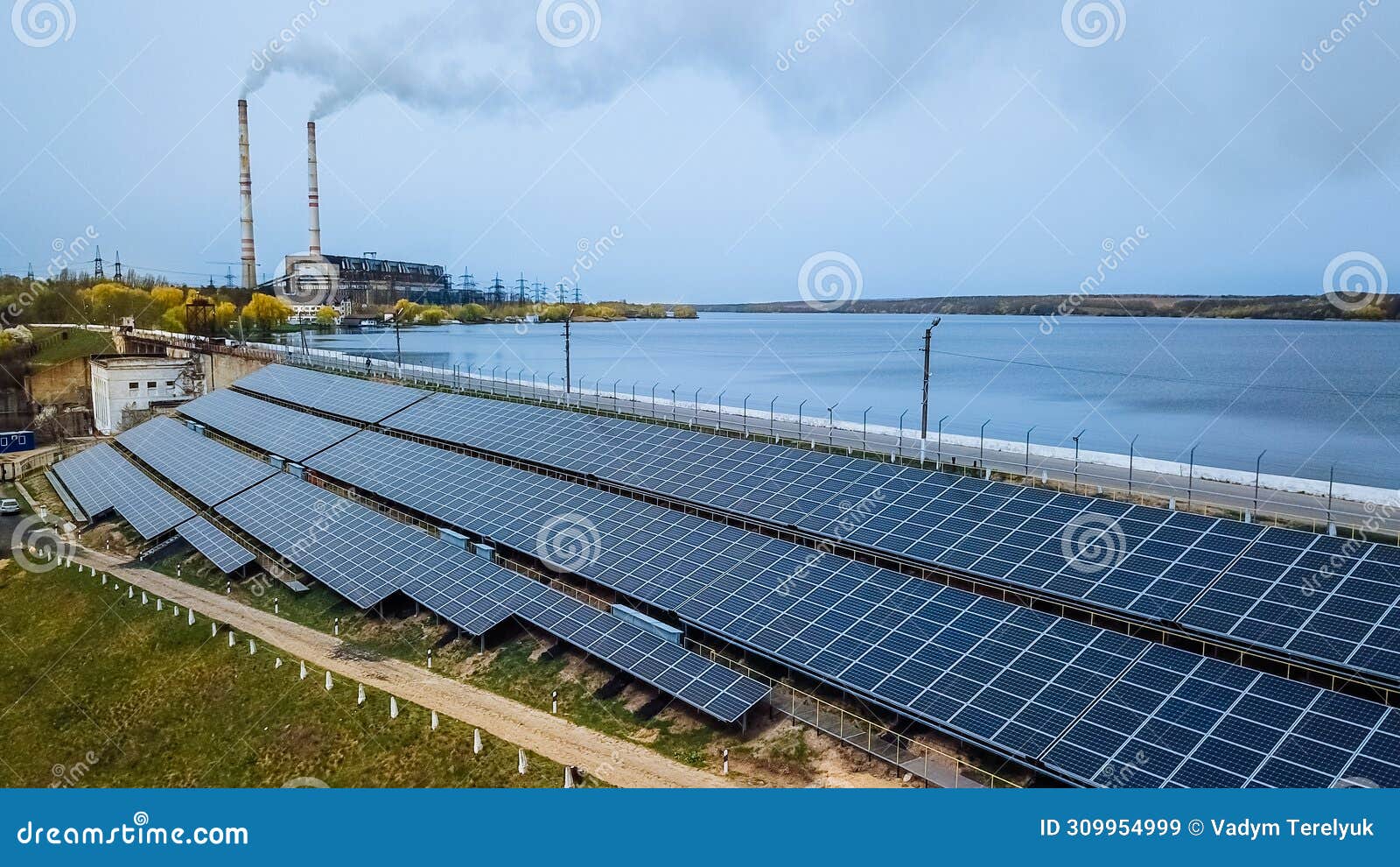 Solar Panels in a Field on the Straight Path Stock Image - Image of ...