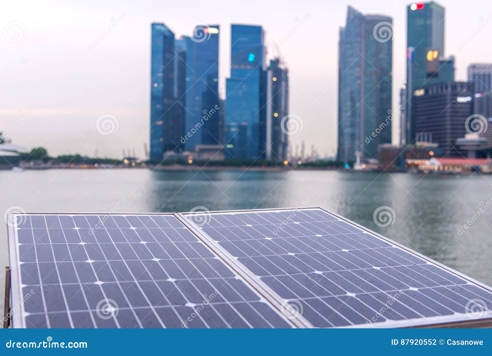 Solar Panels in Front of Modern Office Building Stock Photo - Image of ...