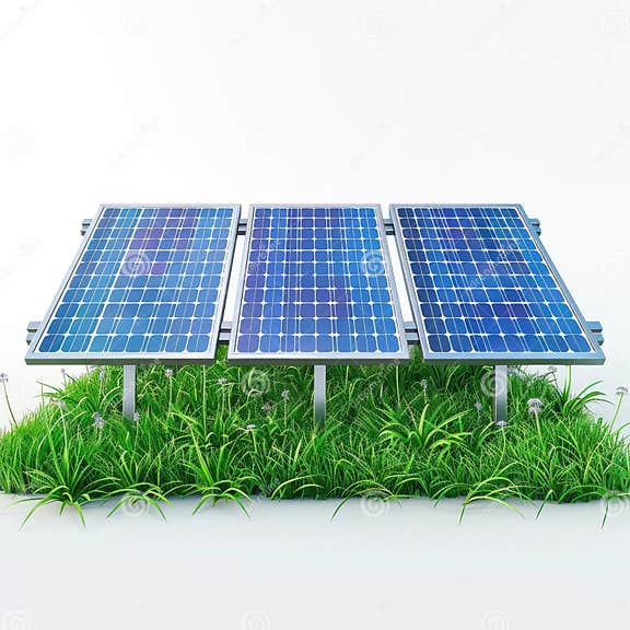 Solar Panels on Grass Field Harnessing Solar Energy with Engineering ...