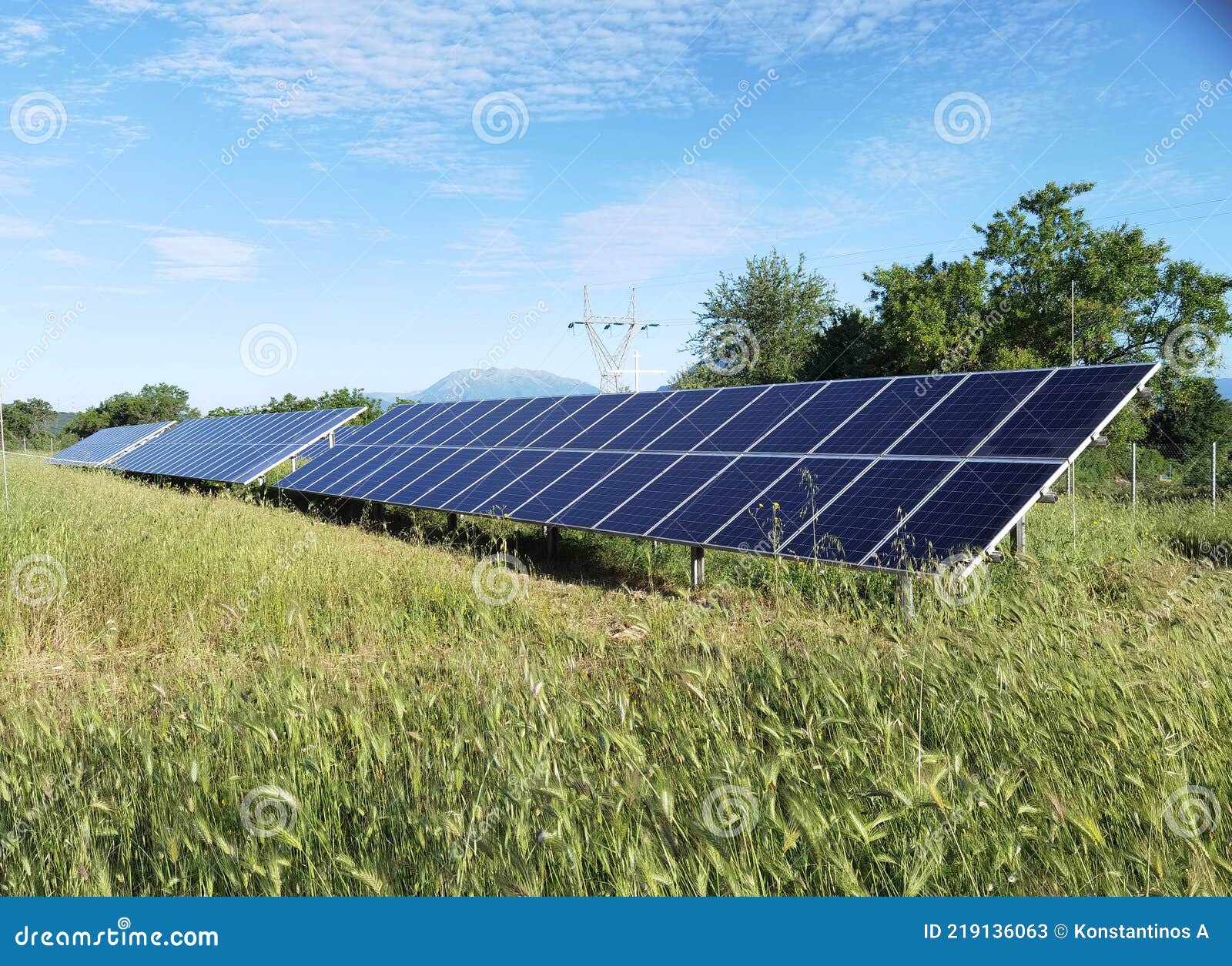 Solar Panels Grass Sky Clouds Electricity Energy Stock Image - Image of ...