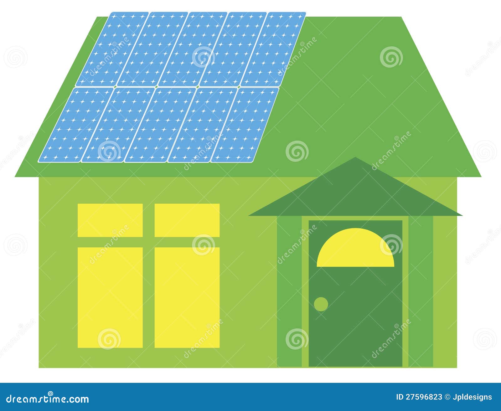 Solar Panels on Green House Illustration Stock Vector - Illustration of ...
