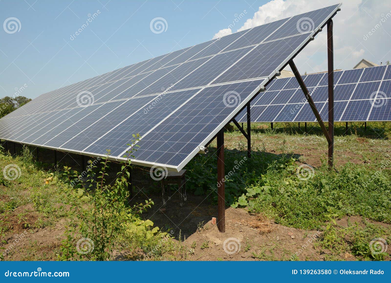 Solar Panels on the House Backyard Stock Photo - Image of sunny, house ...