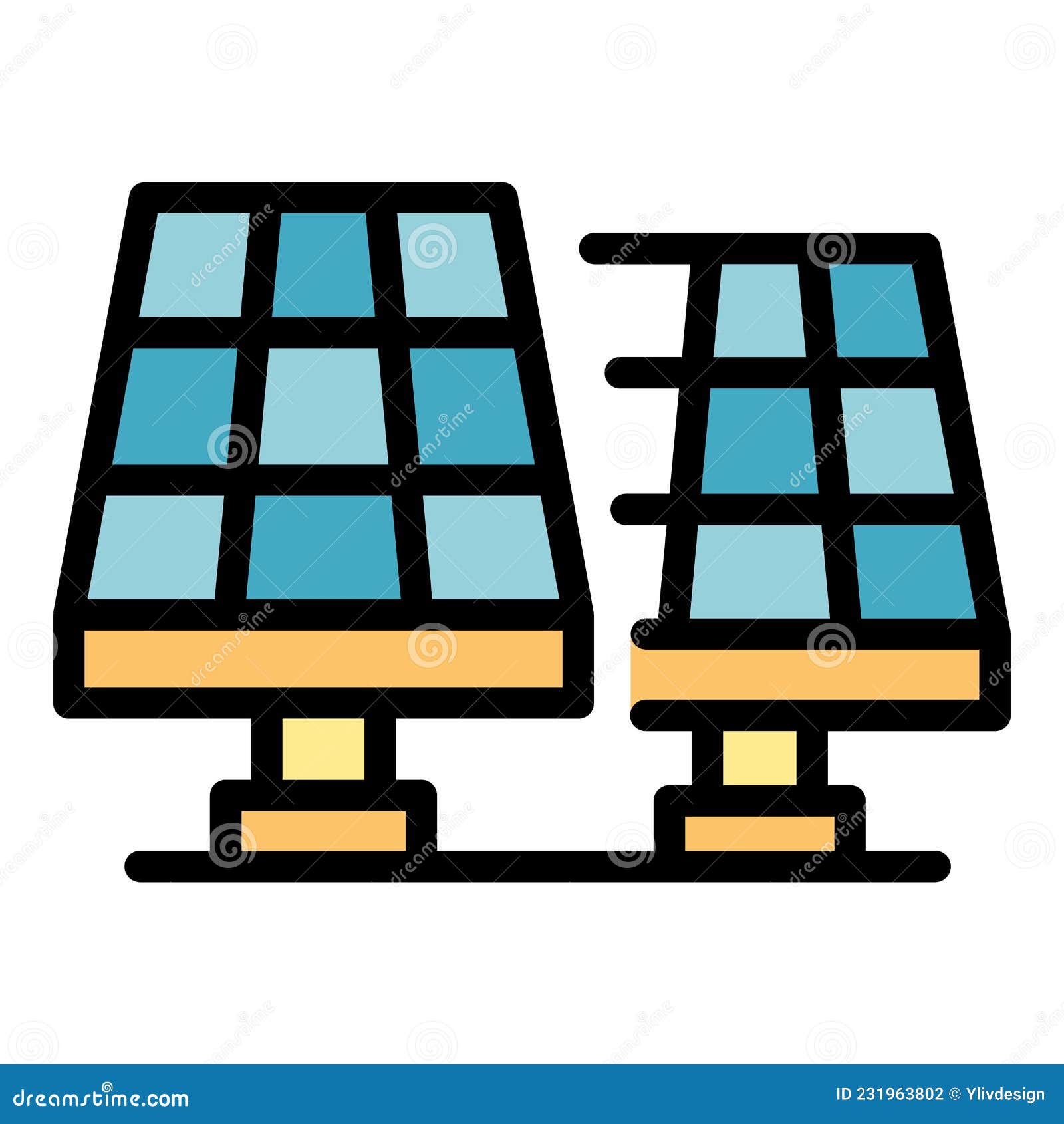 Solar Panels Icon Color Outline Vector Stock Vector - Illustration of ...
