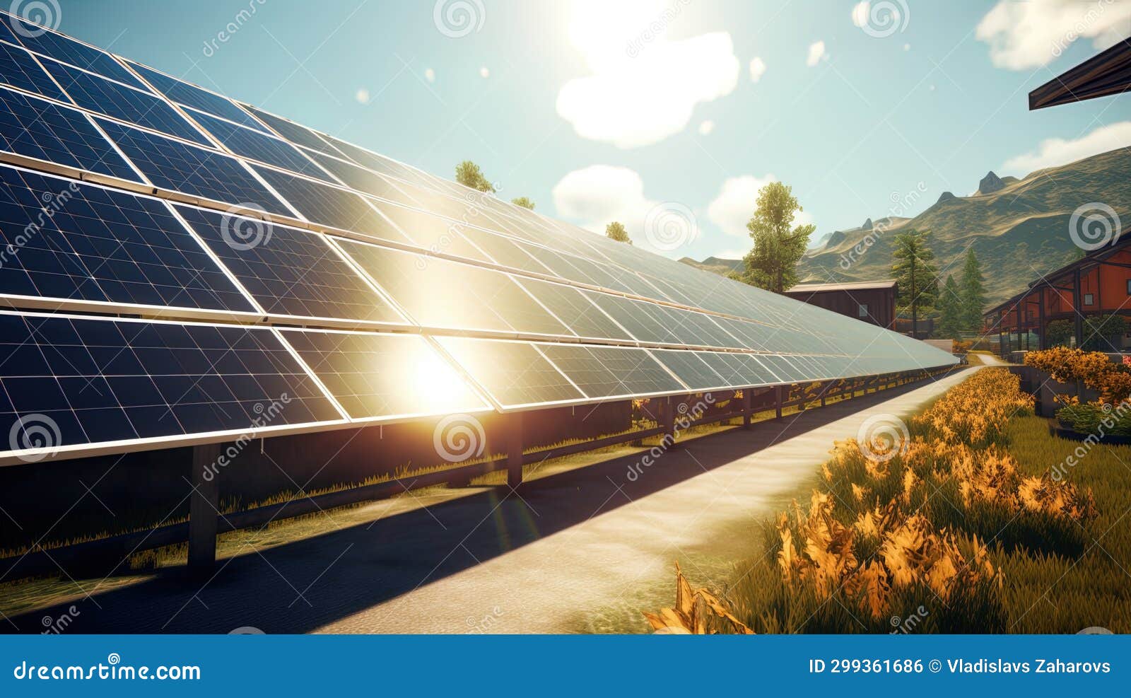 Solar Panels, Illuminated by Bright Sunlight, Create a Game of ...