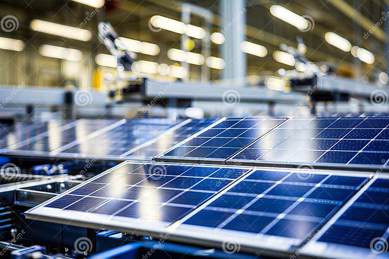 Solar Panels on Industrial Assembly Line in Factory, Generative Ai ... Solar Panels on Industrial Assembly Line in Factory, Generative Ai ...