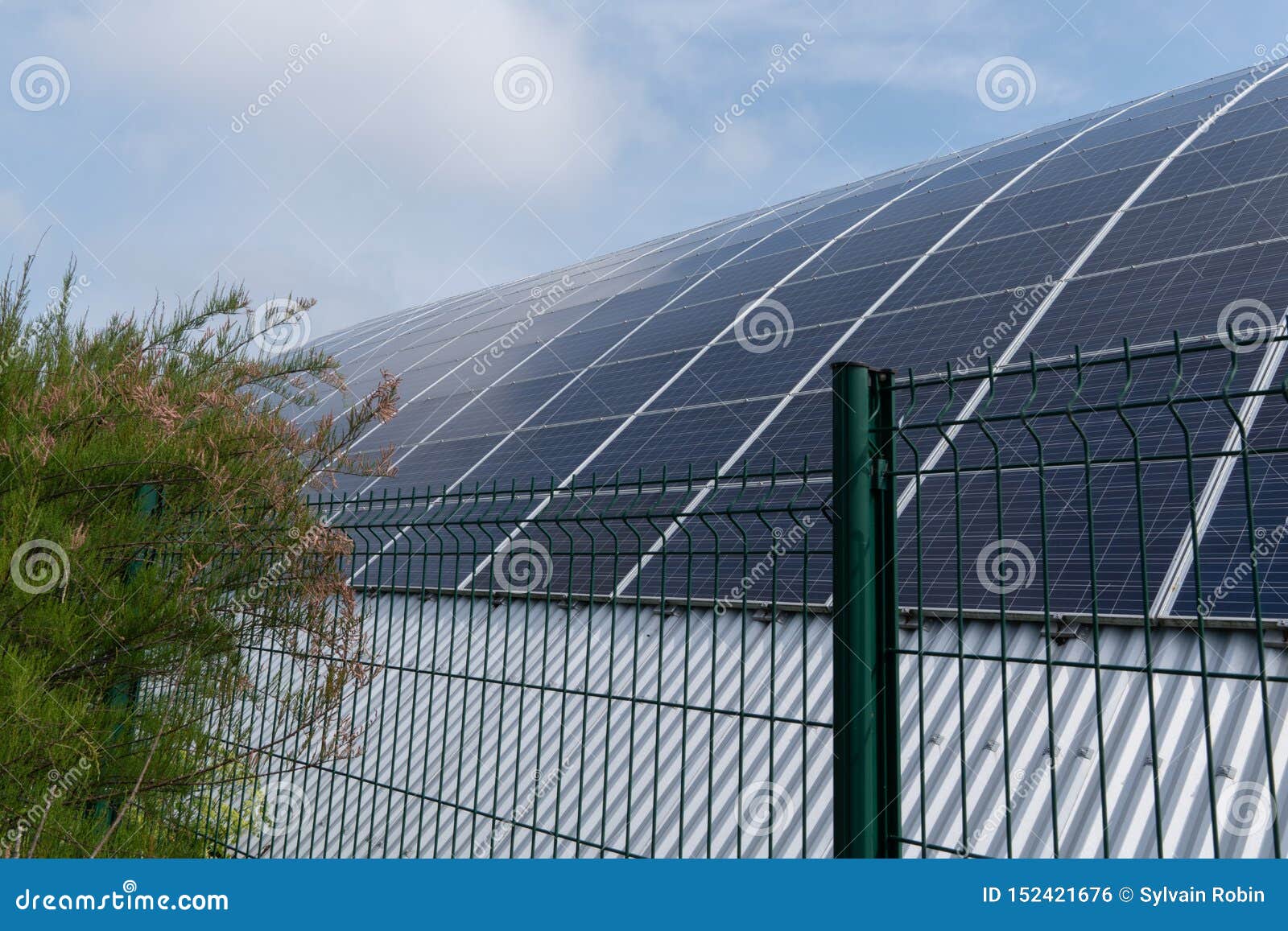 Solar Panels in Industrial Green Building Stock Photo - Image of module ...