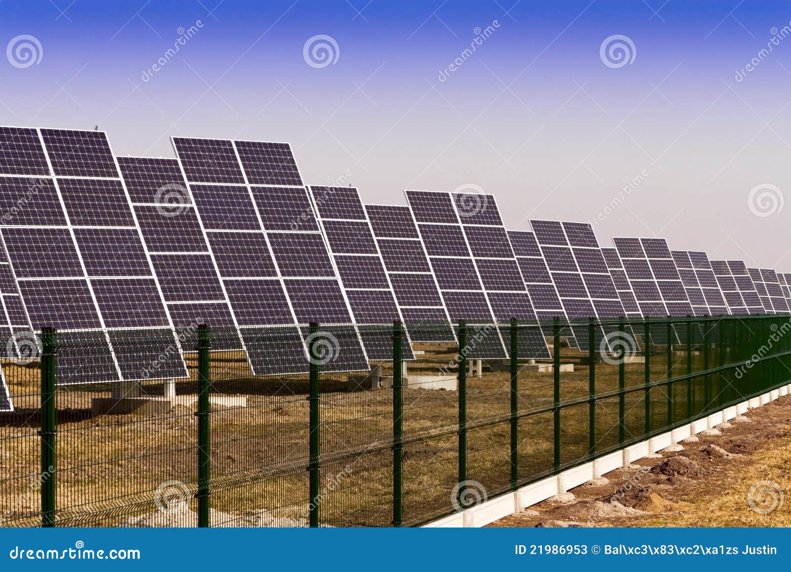 Solar Panels Installed on the Field. Stock Image - Image of electric ...