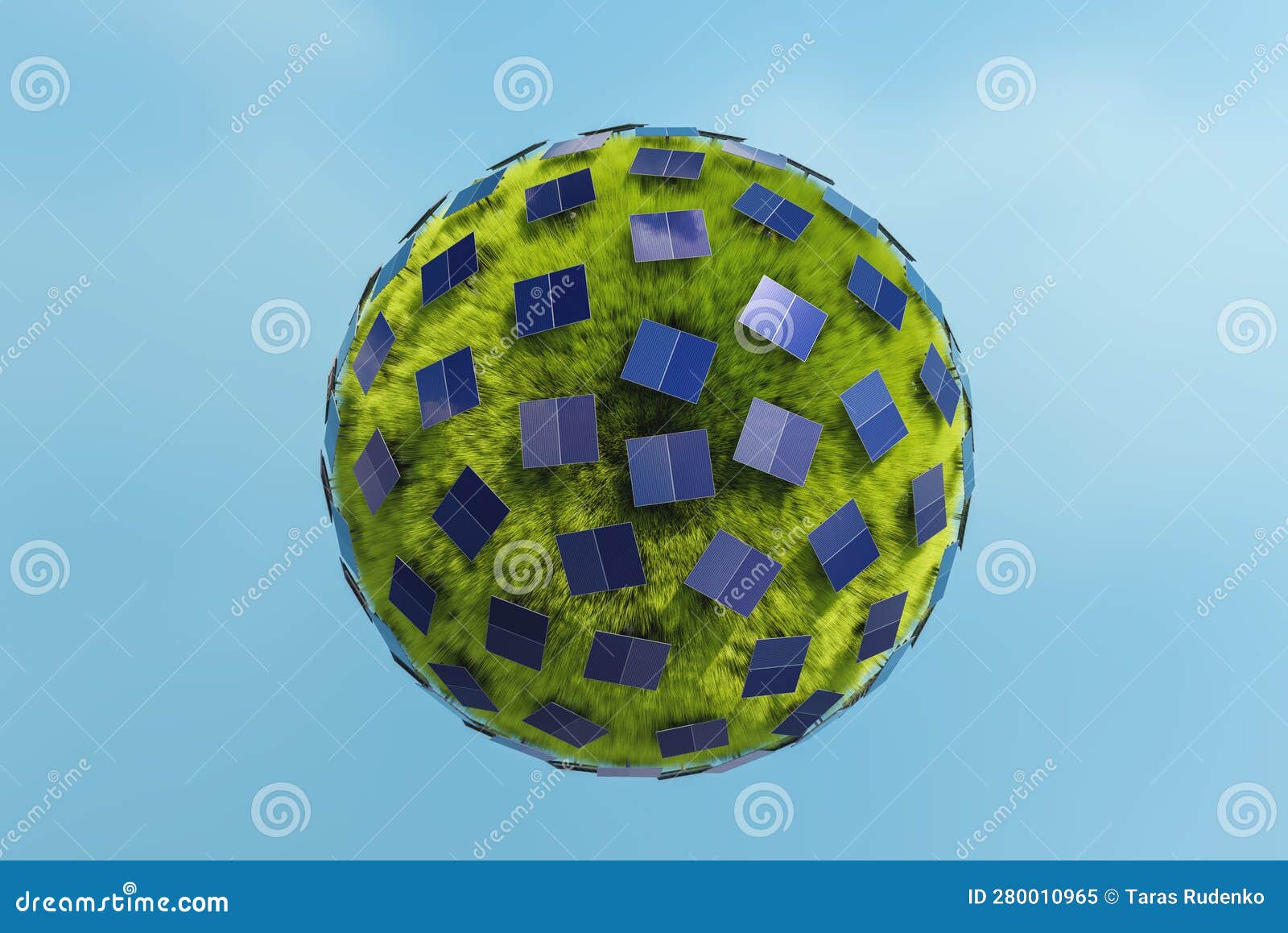 Solar Panels Installed on a Green Sphere Stock Illustration ...
