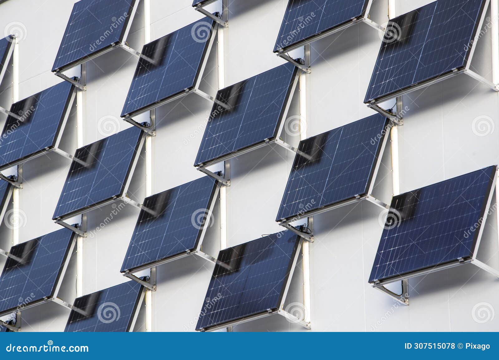 Solar Panels Installed on a Large White Wall Stock Photo - Image of ...