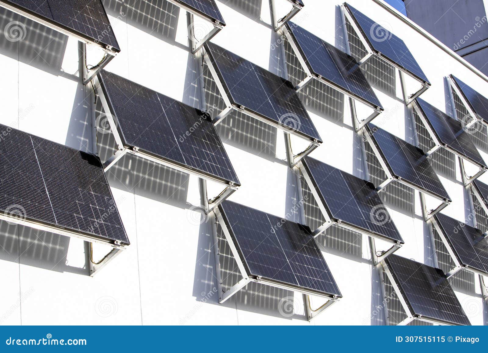 Solar Panels Installed on a Large White Wall Stock Image - Image of ...