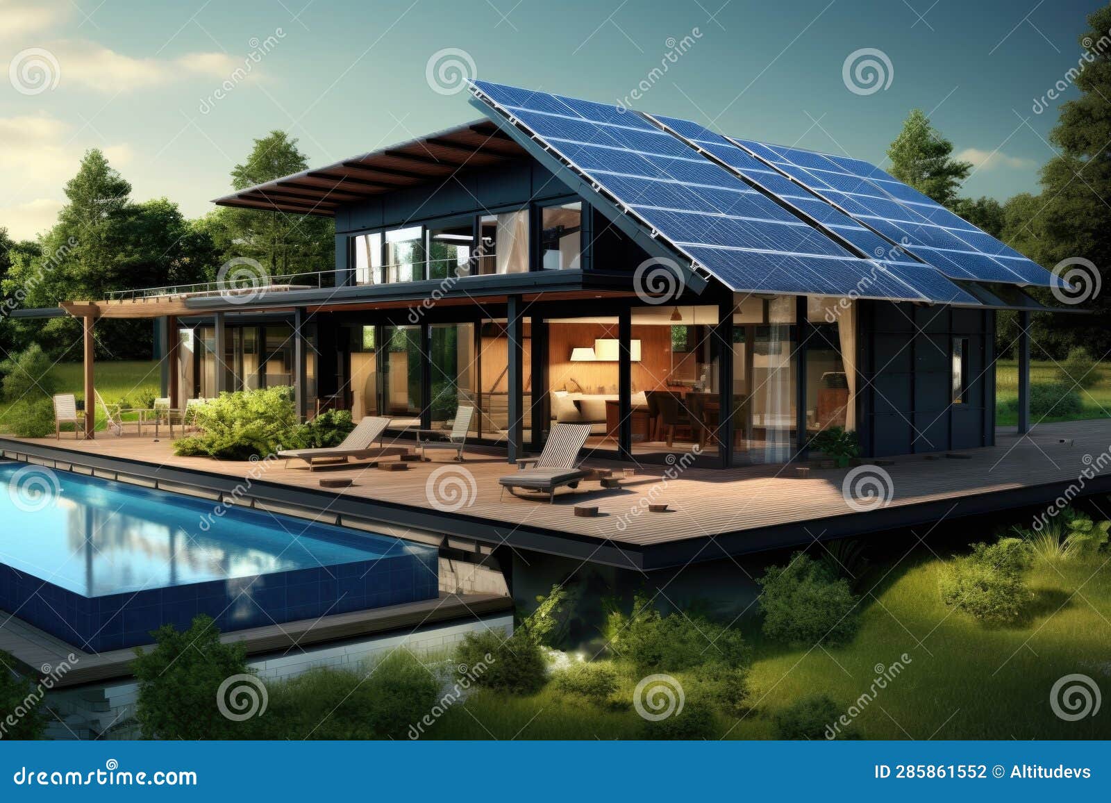 Solar Panels Installed on a Modern Eco-building Stock Photo - Image of ...