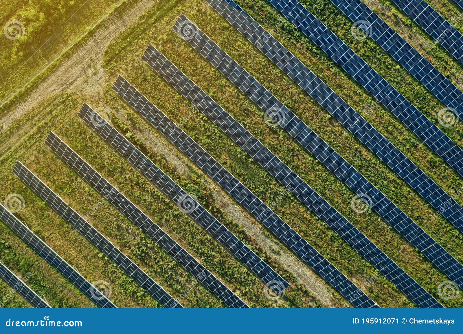 Solar Panels Installed Outdoors, Aerial Top View. Alternative Energy ...