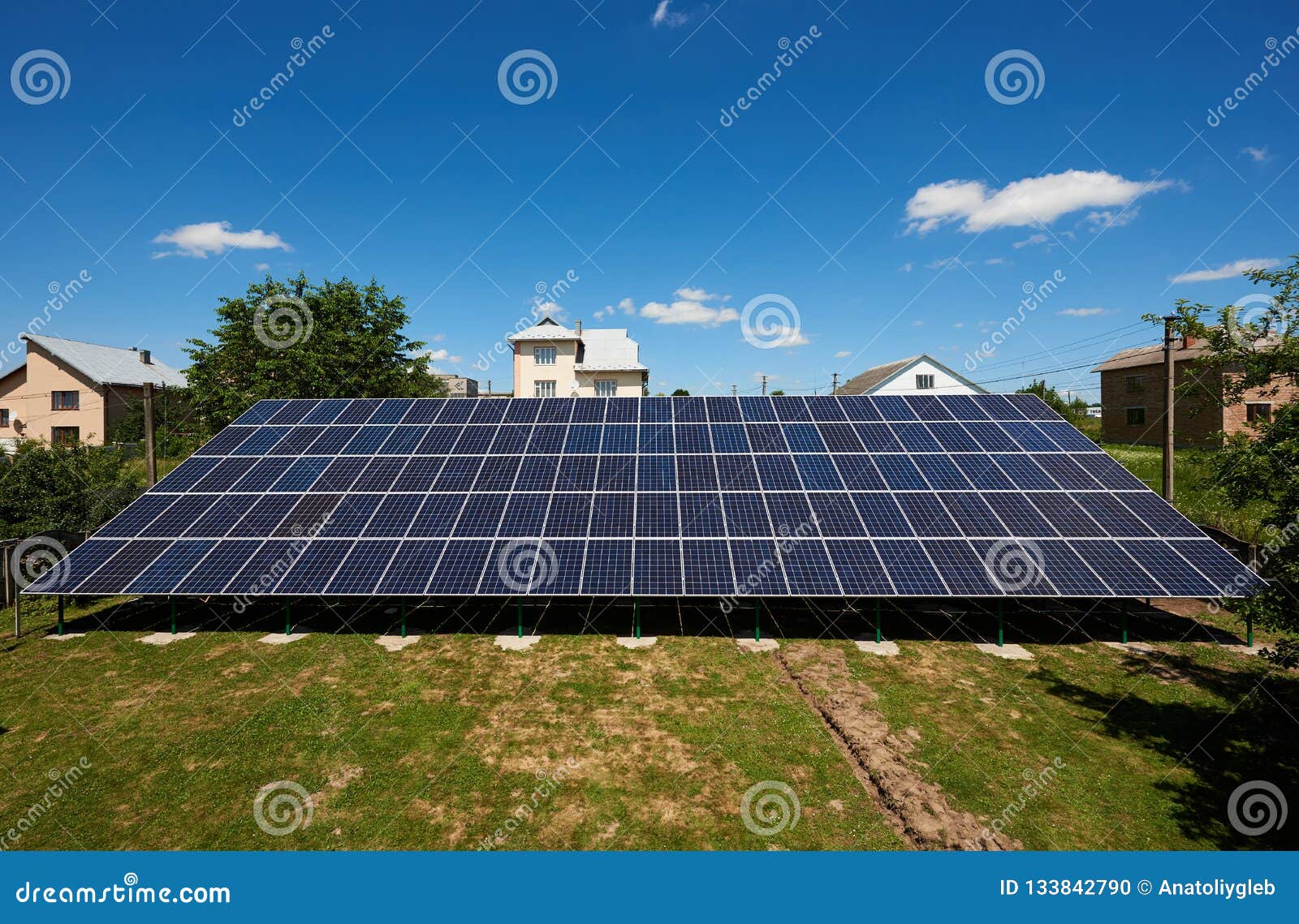 Solar Panels Installed on Outdoors Opened Space, Frontview Stock Photo ...