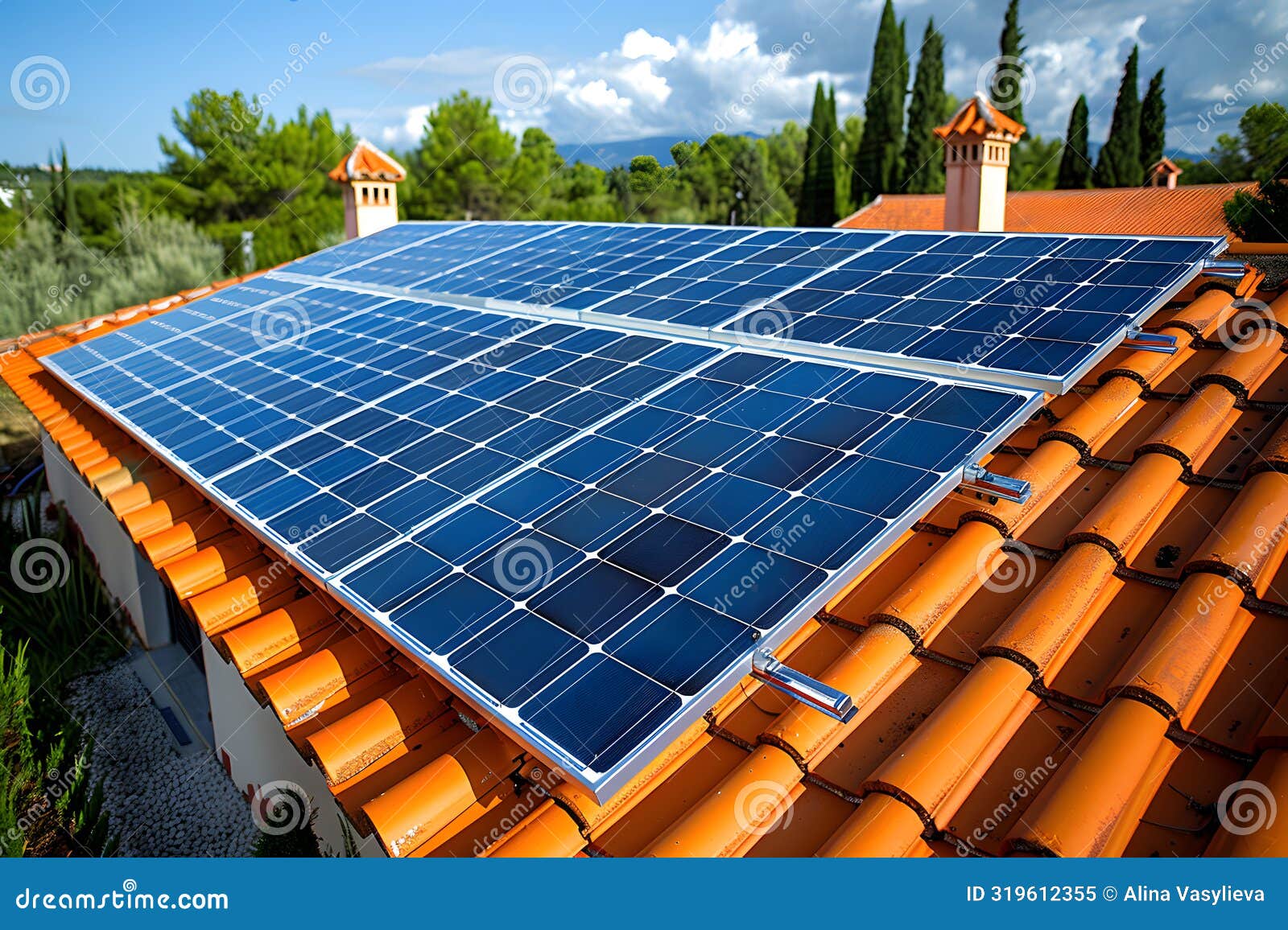 Solar Panels Installed on the Roof Rooftop of a Residential Modern ...