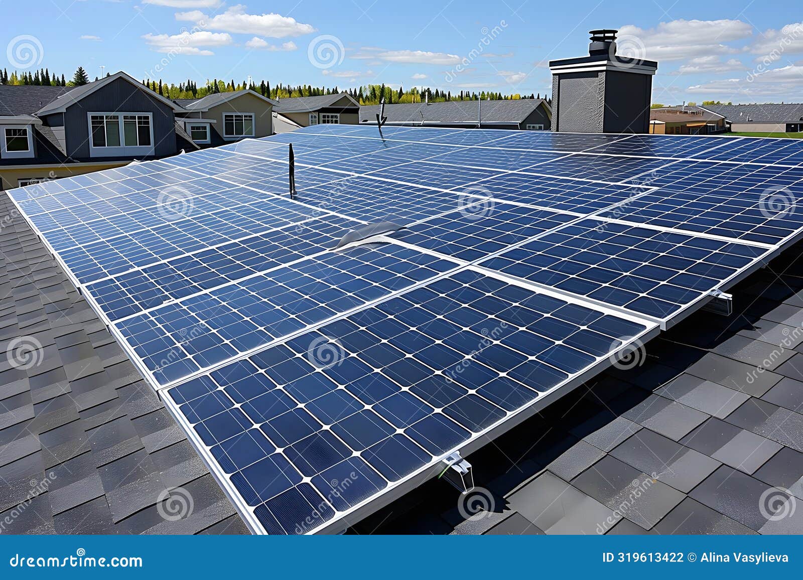 Solar Panels Installed on the Roof Rooftop of a Residential Modern ...