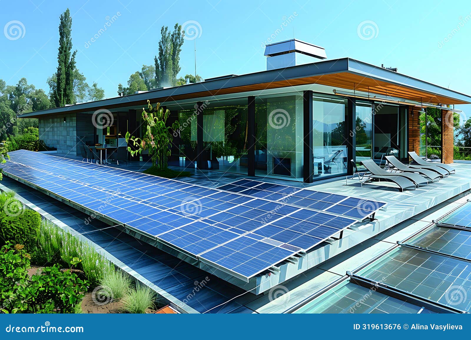 Solar Panels Installed on the Roof Rooftop of a Residential Modern ...
