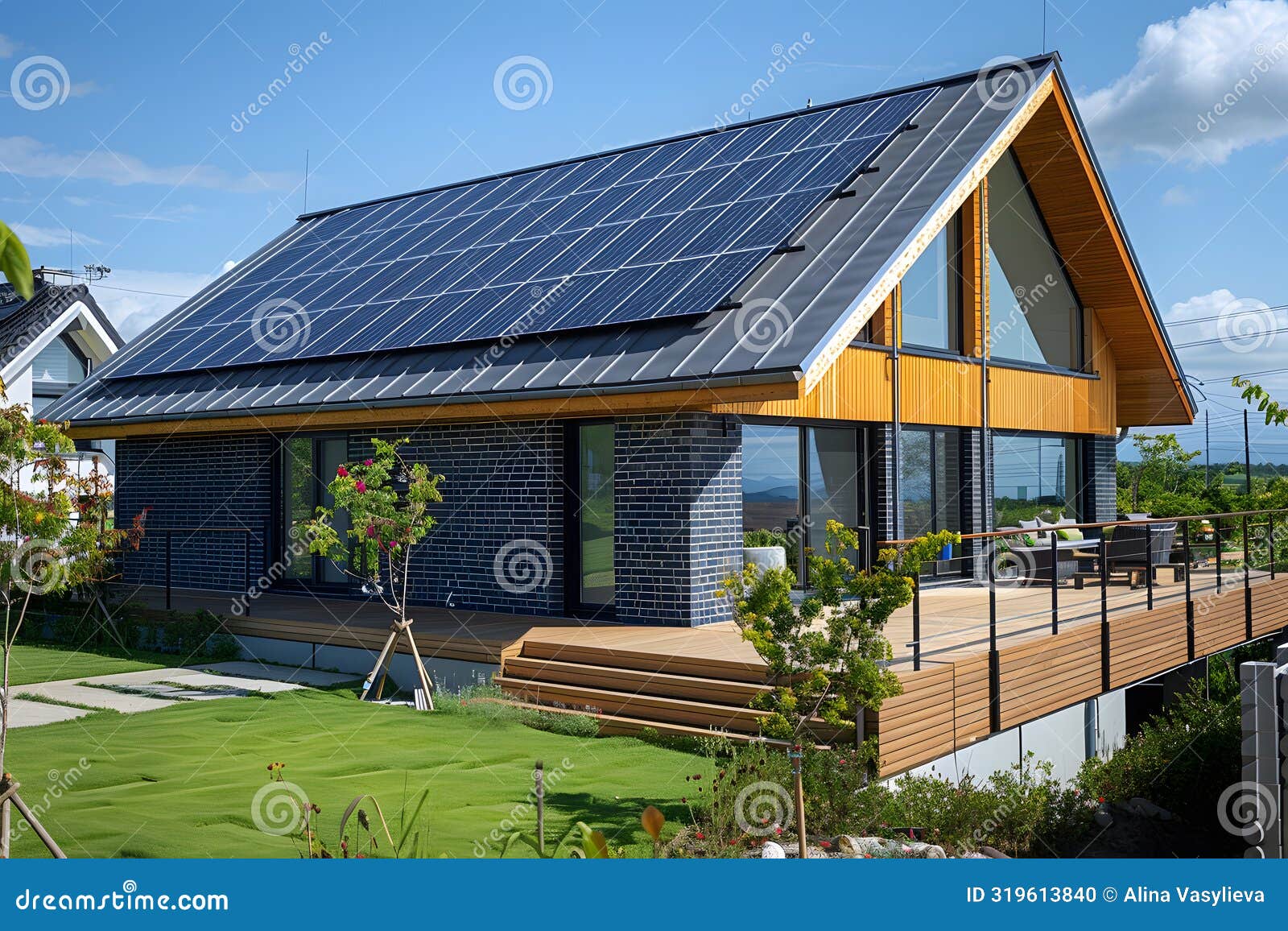 Solar Panels Installed on the Roof Rooftop of a Residential Modern ...