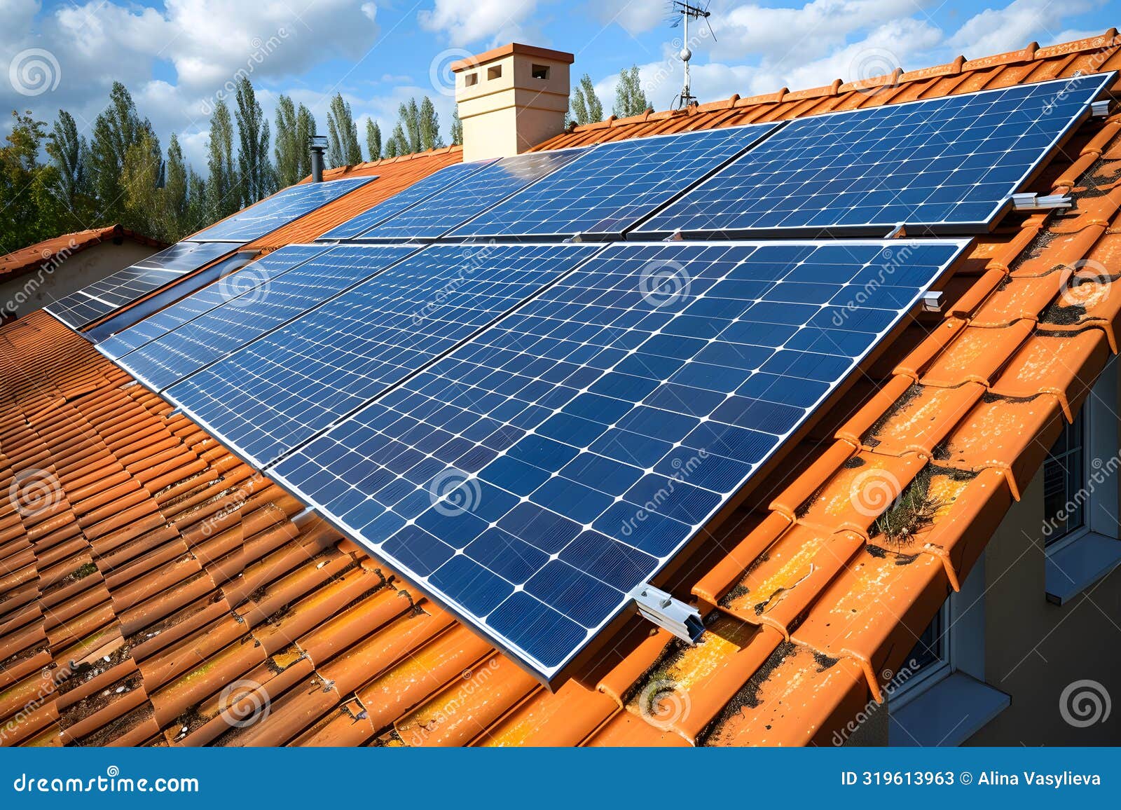 Solar Panels Installed on the Roof Rooftop of a Residential Modern ...
